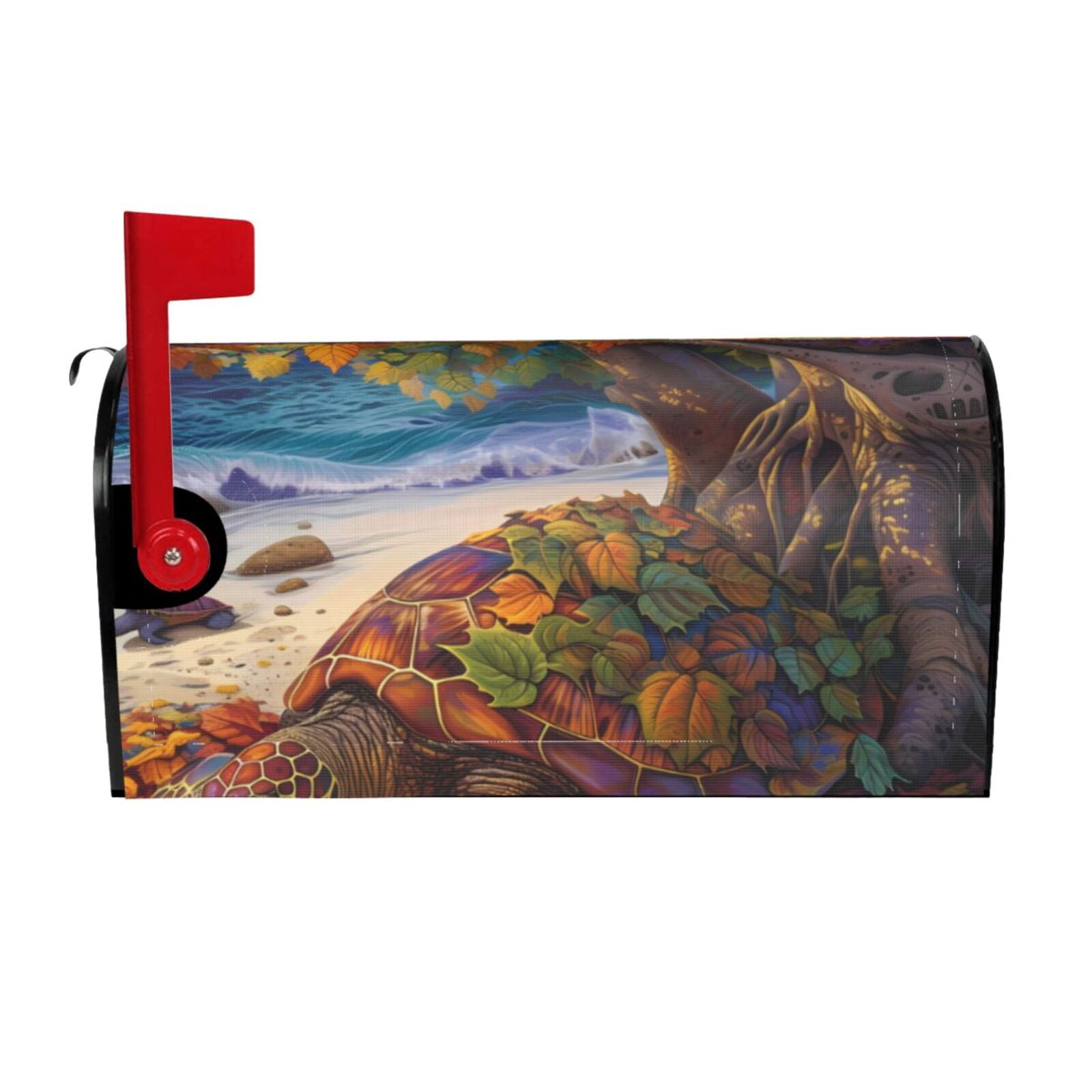 Junzan Colorful Maple Leaf Beach Turtle Pattern Mailbox Covers,Magnetic ...
