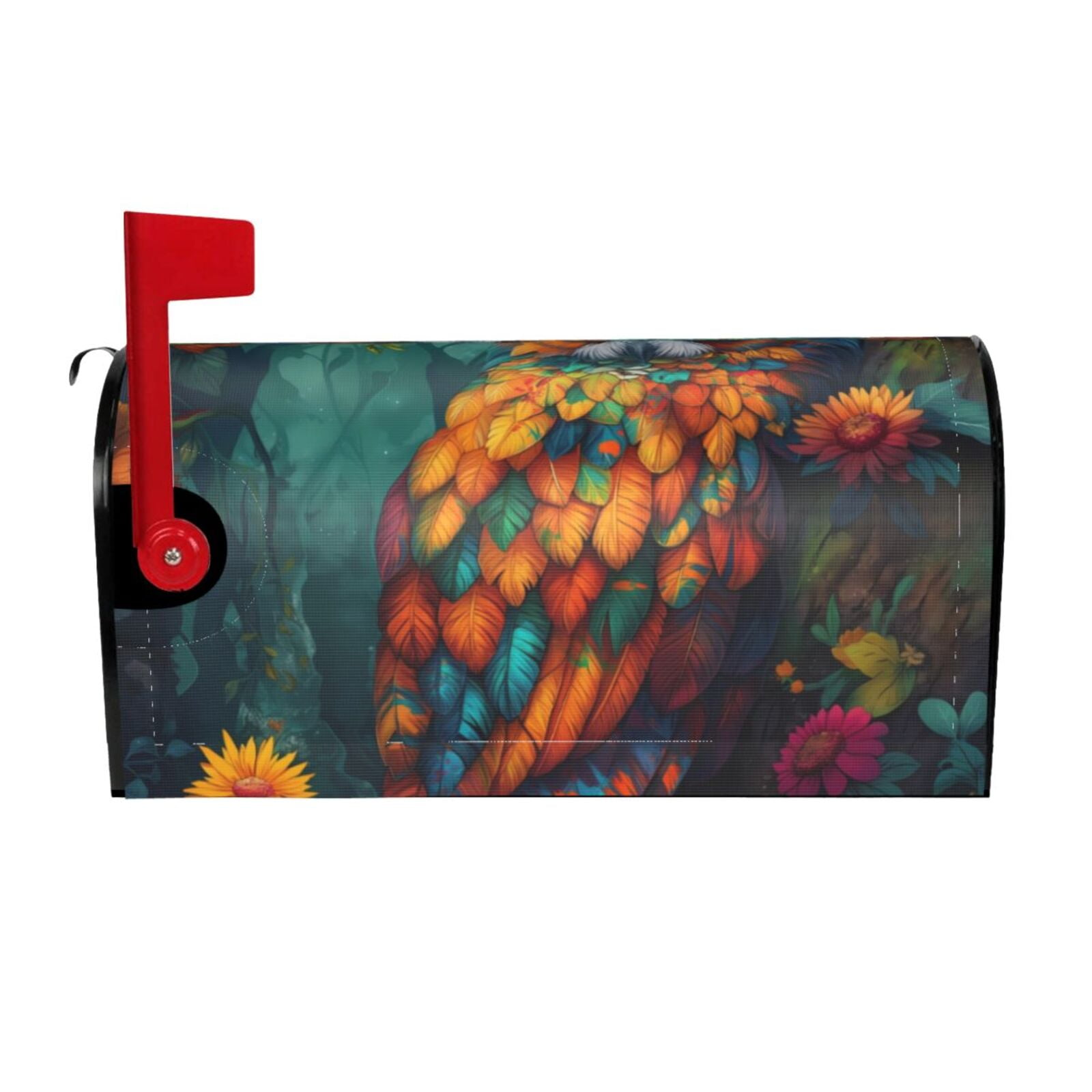 Junzan Colorful Owl Forest Pattern Mailbox Covers,Magnetic Mailbox ...