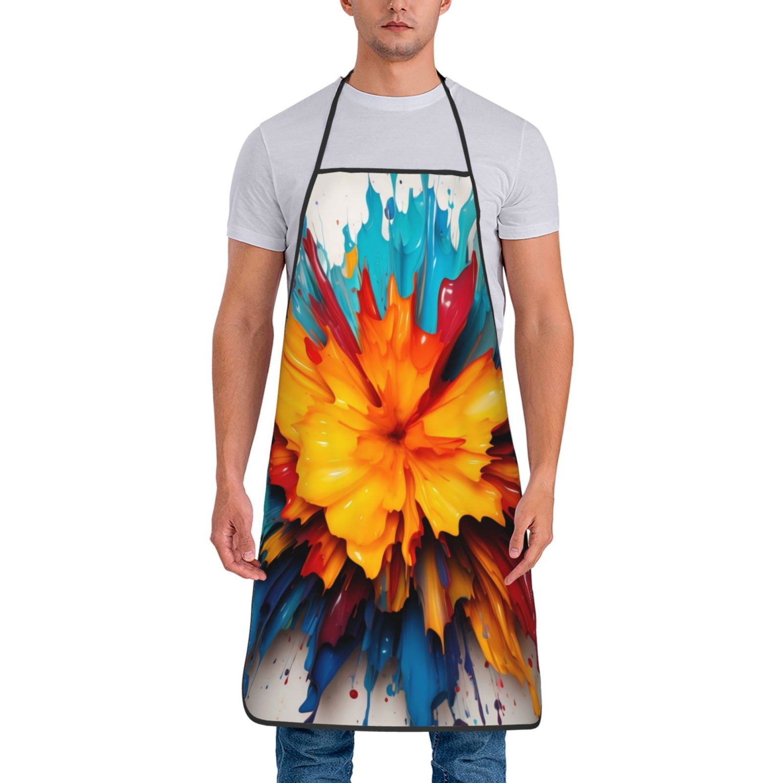 Junzan Colorful Paint Print Print Kitchen Cooking Aprons, Chef Apron ...