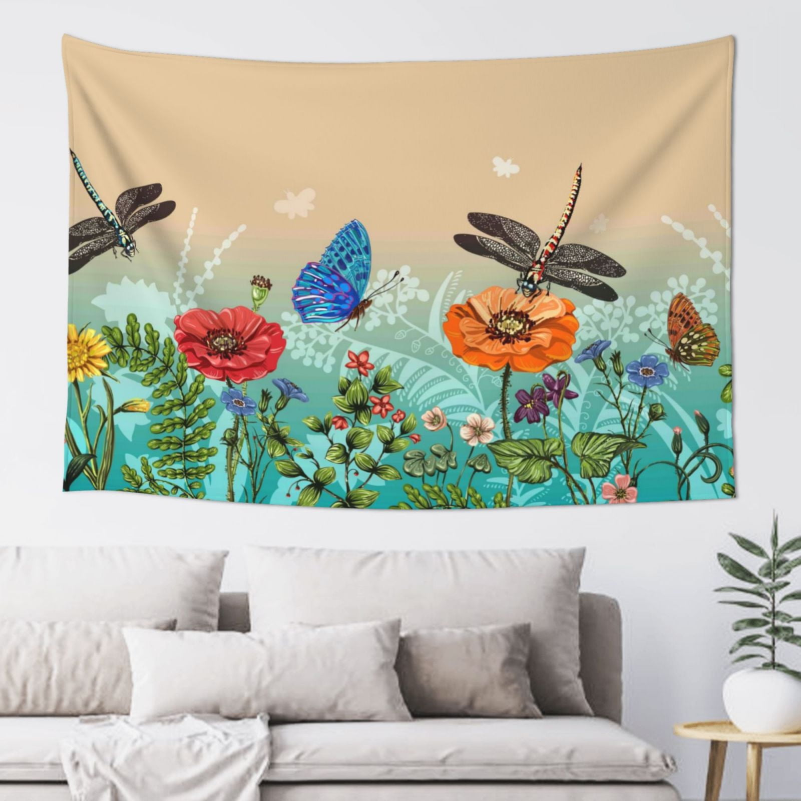 Junzan Colorful Plants And Insects Tapestry Hippie Tapestry For Bedroom ...
