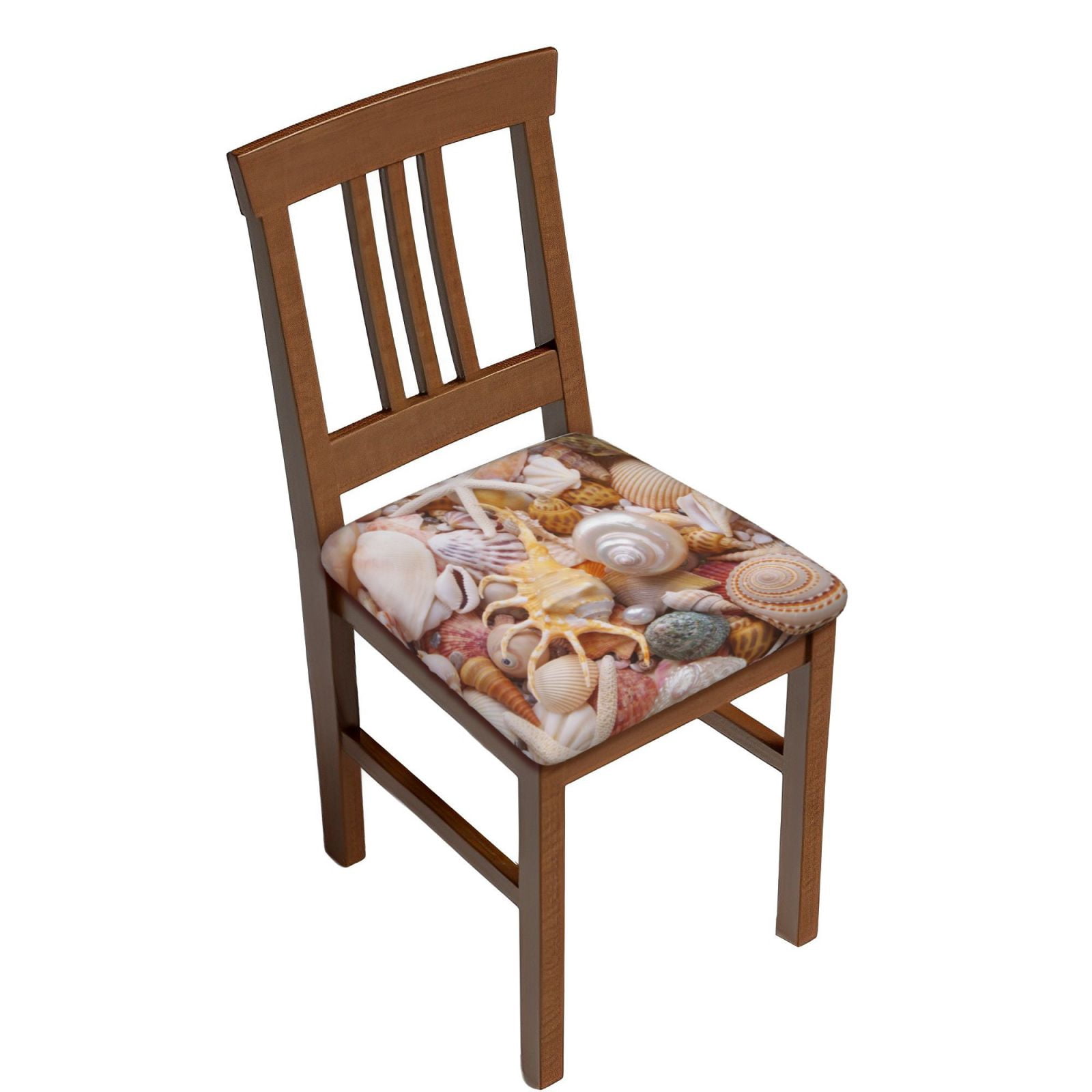Junzan Colorful Seashells Print Dining Chair Seat Covers, Stretch ...