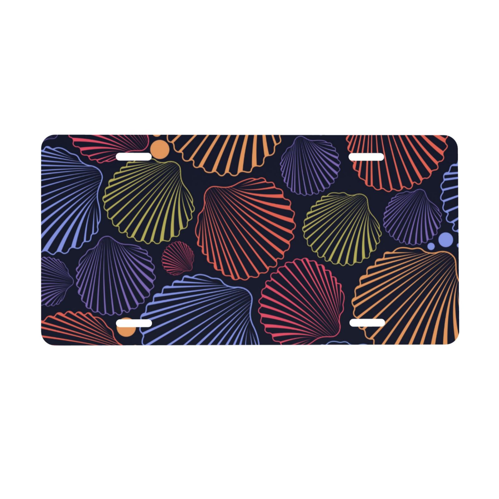 Junzan Colorful Shells Front License Plate Covers Decorative Car Metal ...