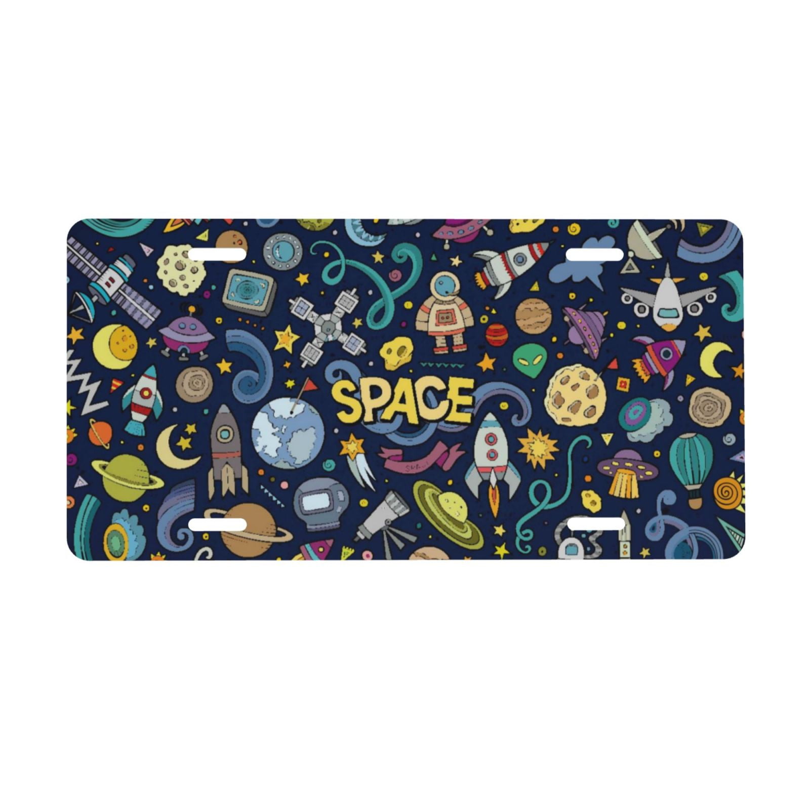 Junzan Colorful Space Front License Plate Covers Decorative Car Metal ...