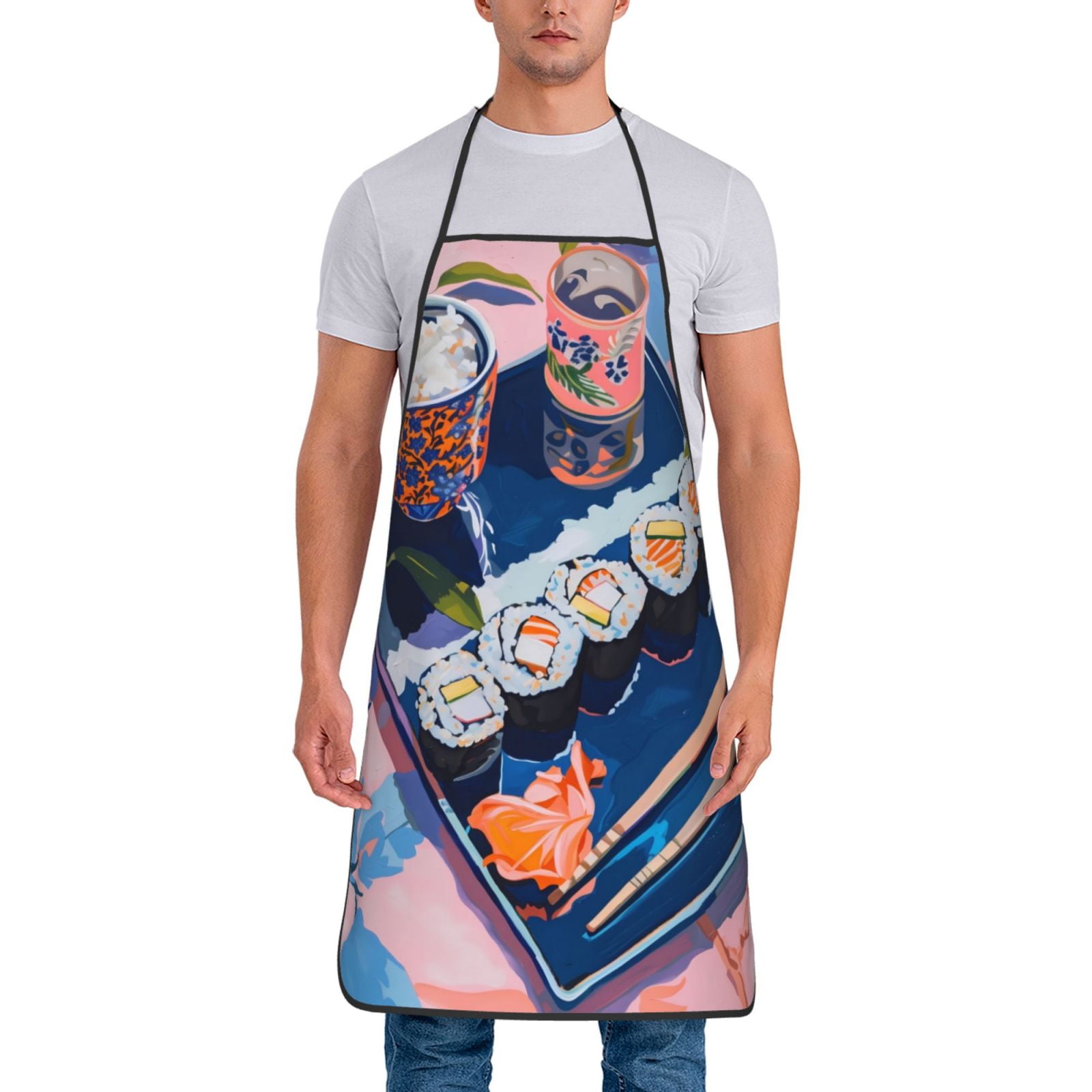 Junzan Colorful Sushi Food Art Print Kitchen Cooking Aprons, Chef Apron ...