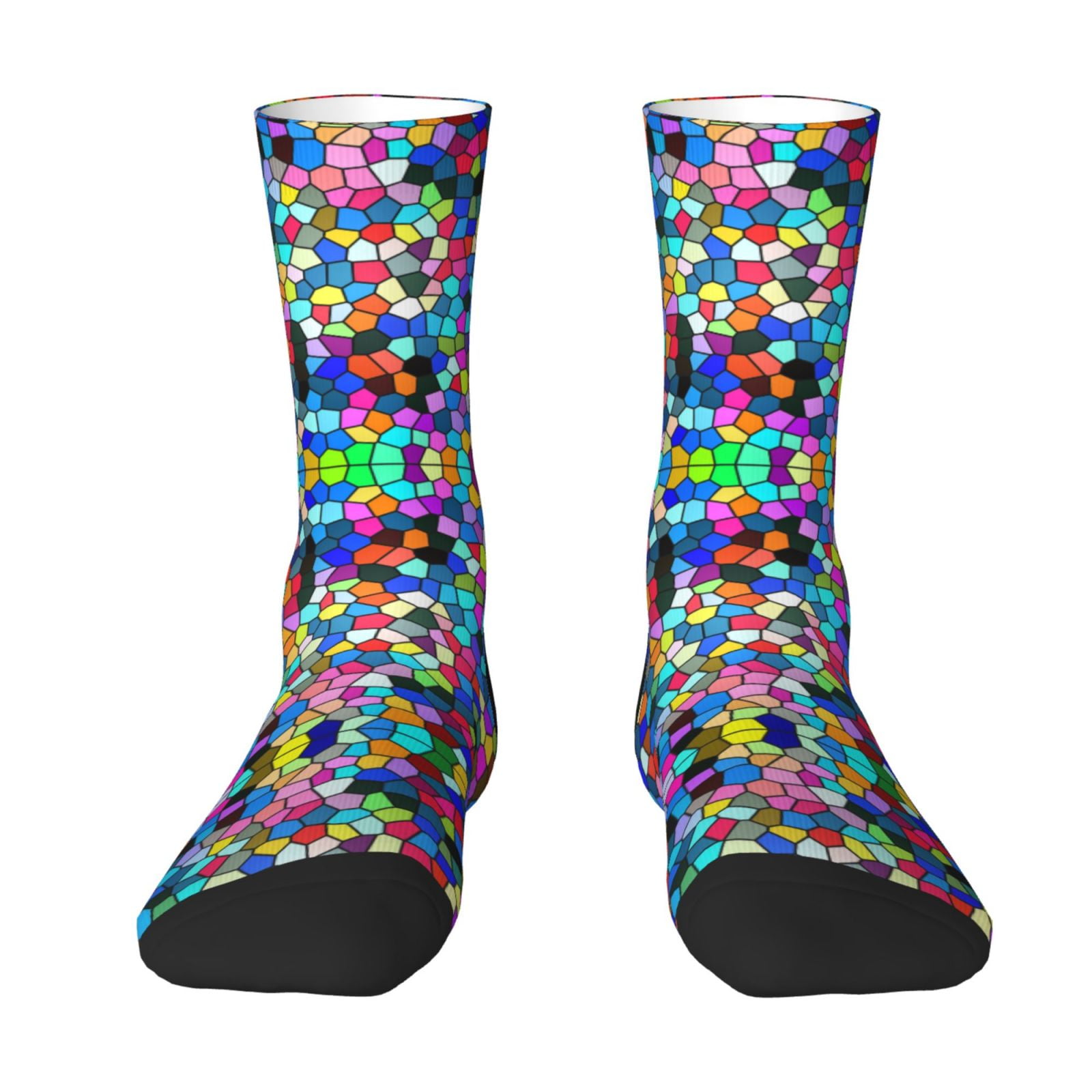 Junzan Colorful Tie Dye Stained Glass 2 Mens Funny Socks For Men Women ...