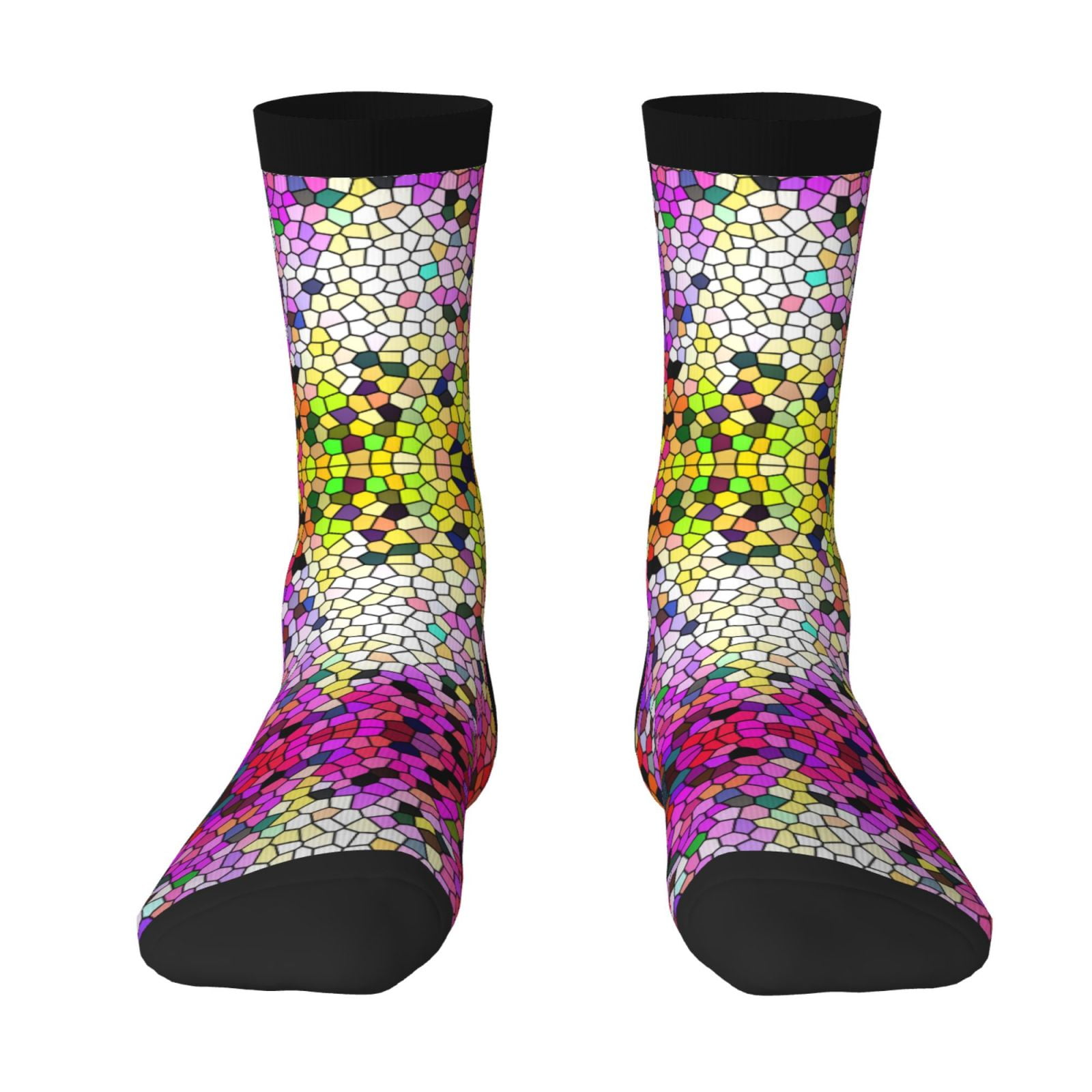 Junzan Colorful Tie Dye Stained Glass 3 Mens Funny Socks For Men Women ...