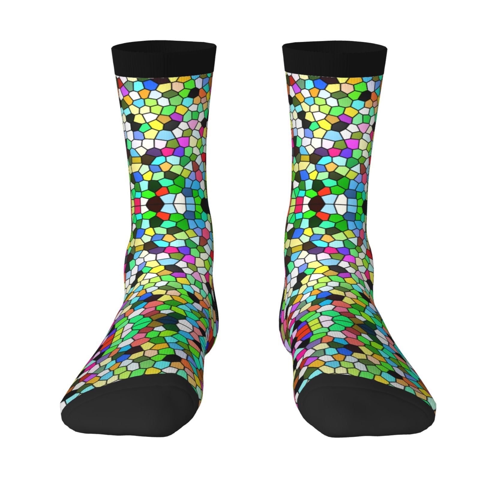 Junzan Colorful Tie Dye Stained Glass Mens Funny Socks For Men Women ...