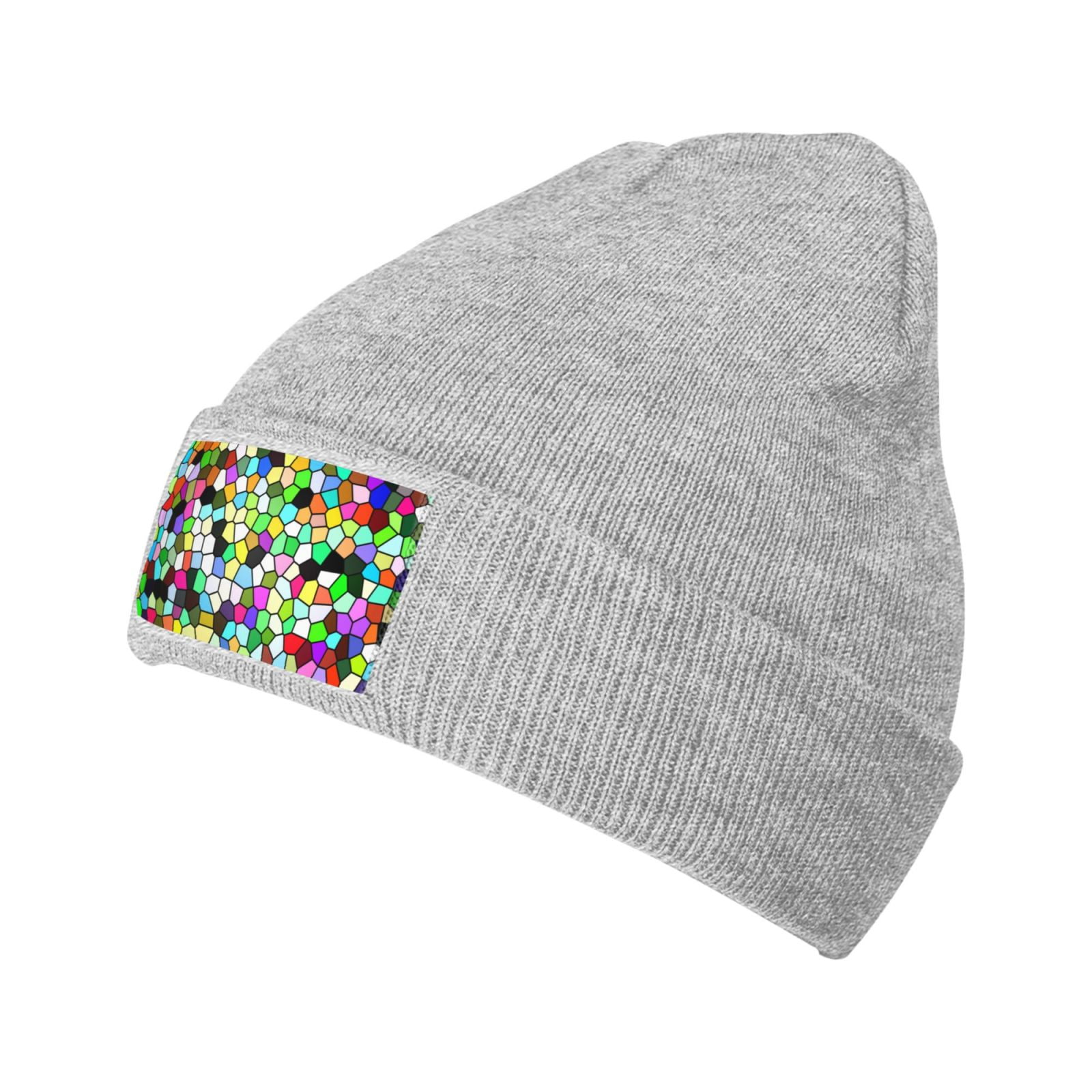Junzan Colorful Tie Dye Stained Glass Mens Winter Hats Thick Knit Cuff ...