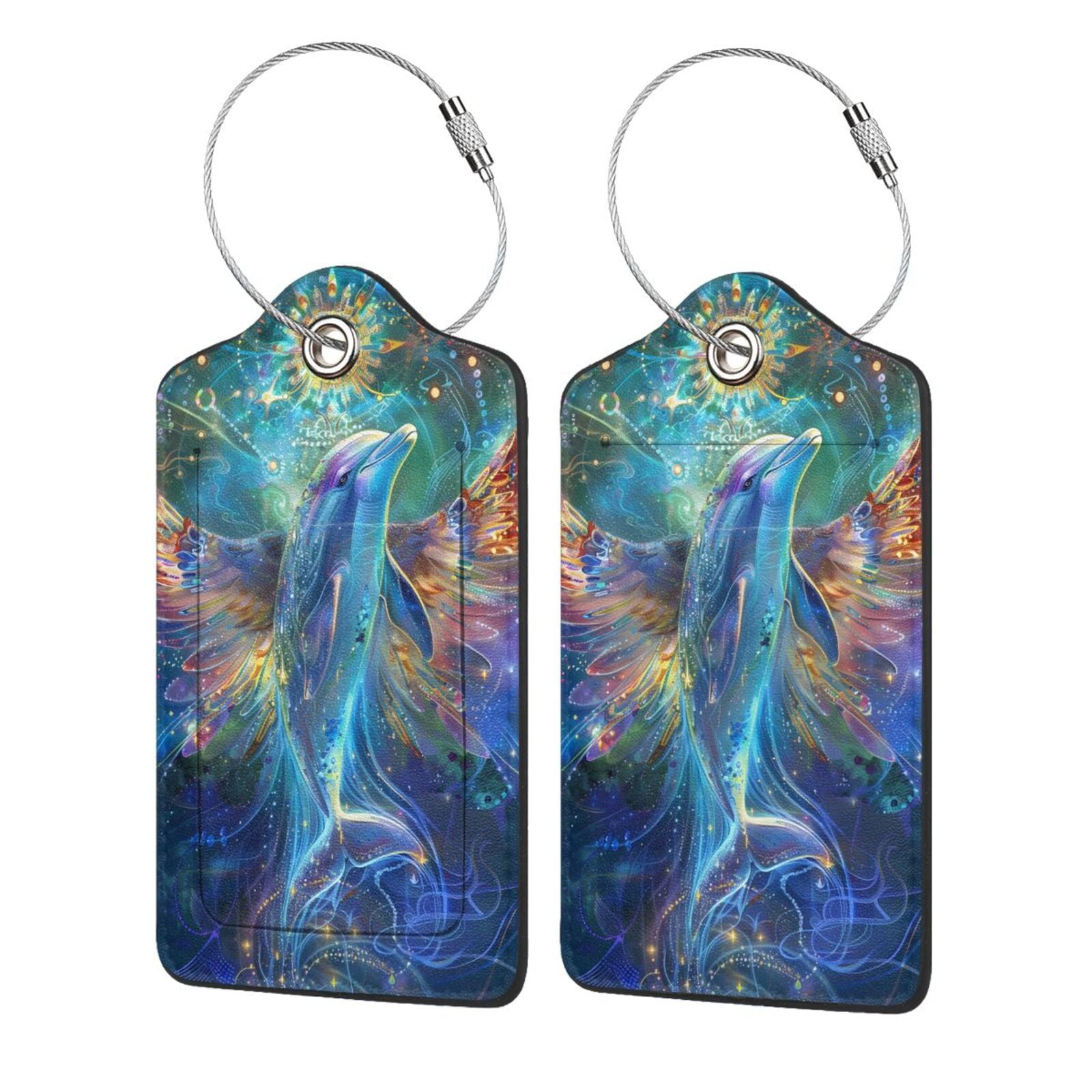Junzan Colorful Winged Dolphin for Luggage Tags,Leather Luggage Tags ...