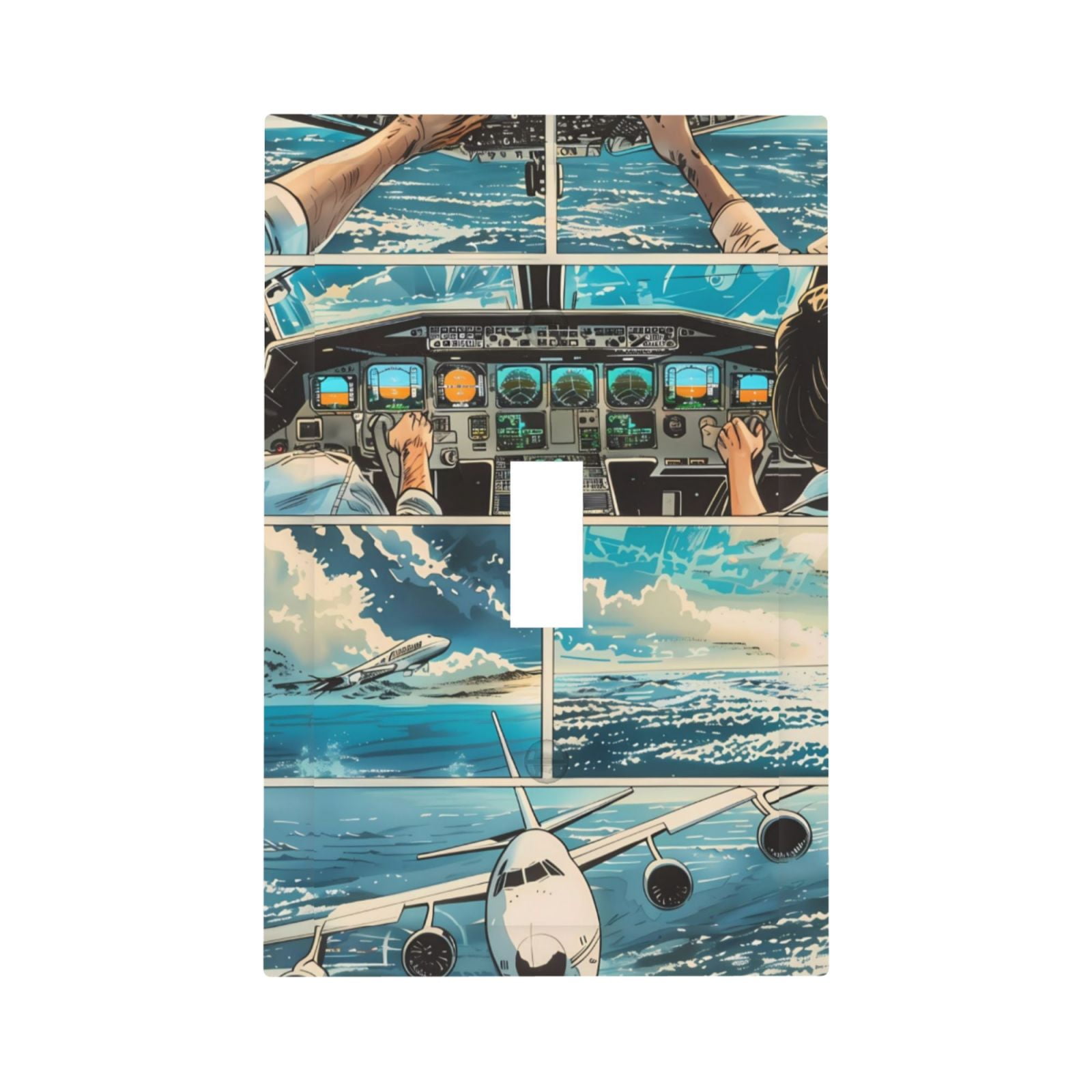Junzan Comic Airplane Cockpit Illustration for Electrical Outlet Covers ...