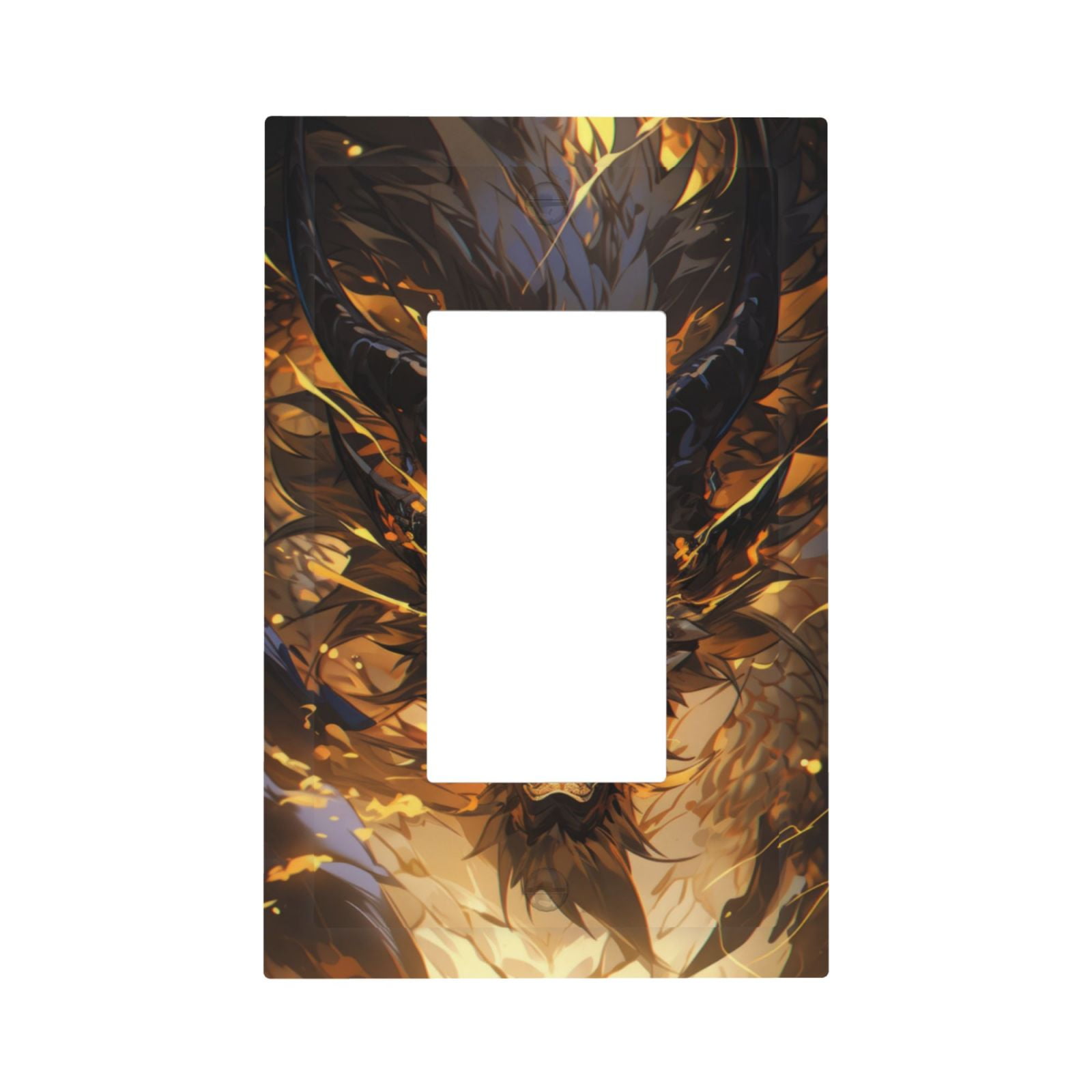 Junzan Cool Black Gold Dragon for Electrical Outlet Covers, 5" x 3" Electric Receptacle Plug ...