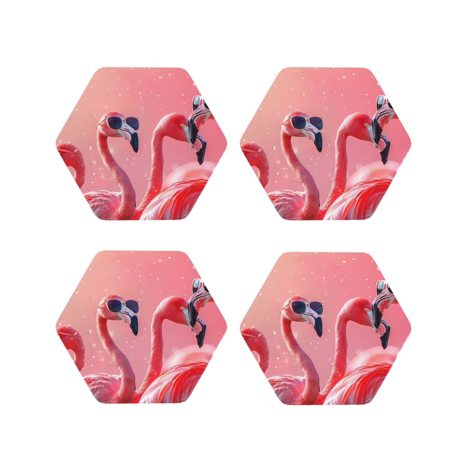Junzan Cool Flamingos Sunglasses Scene Print Coasters for Drinks ...