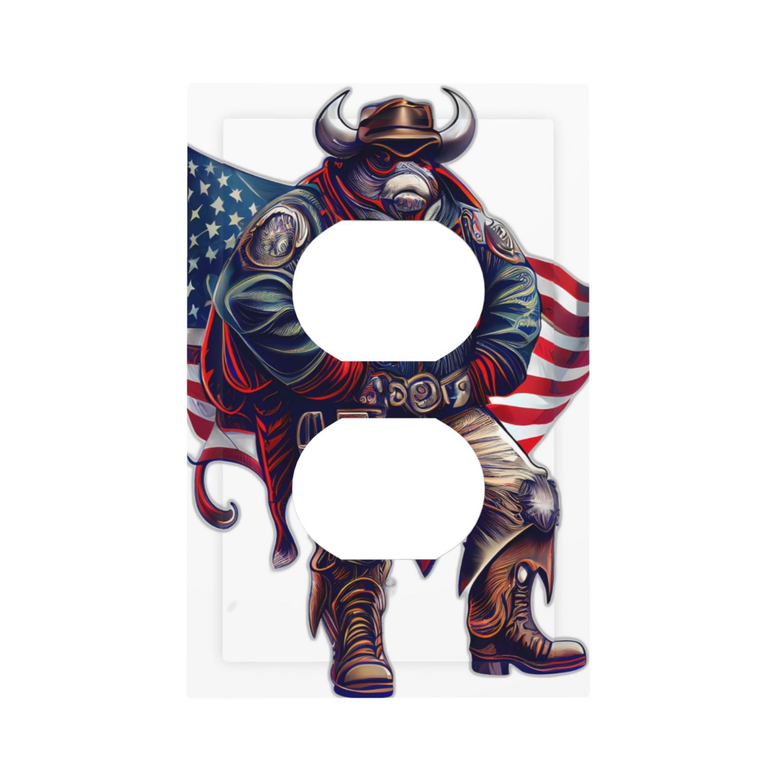Junzan Cool Patriotic Buffalo Cowboy for Electrical Outlet Covers, 5" x ...