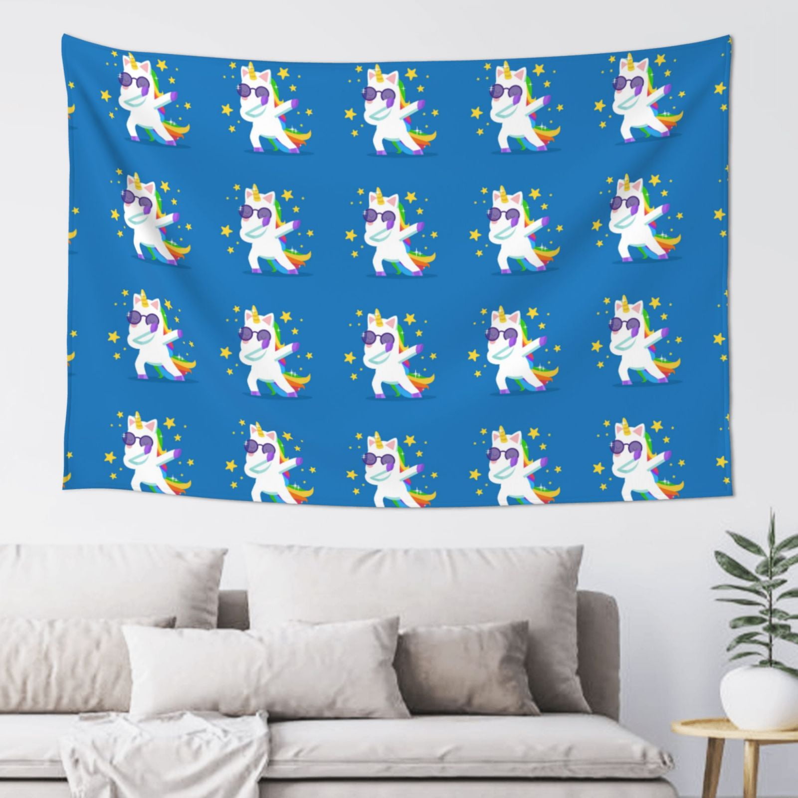 Junzan Cool Unicorn Star Golden Tapestry Hippie Tapestry For Bedroom ...