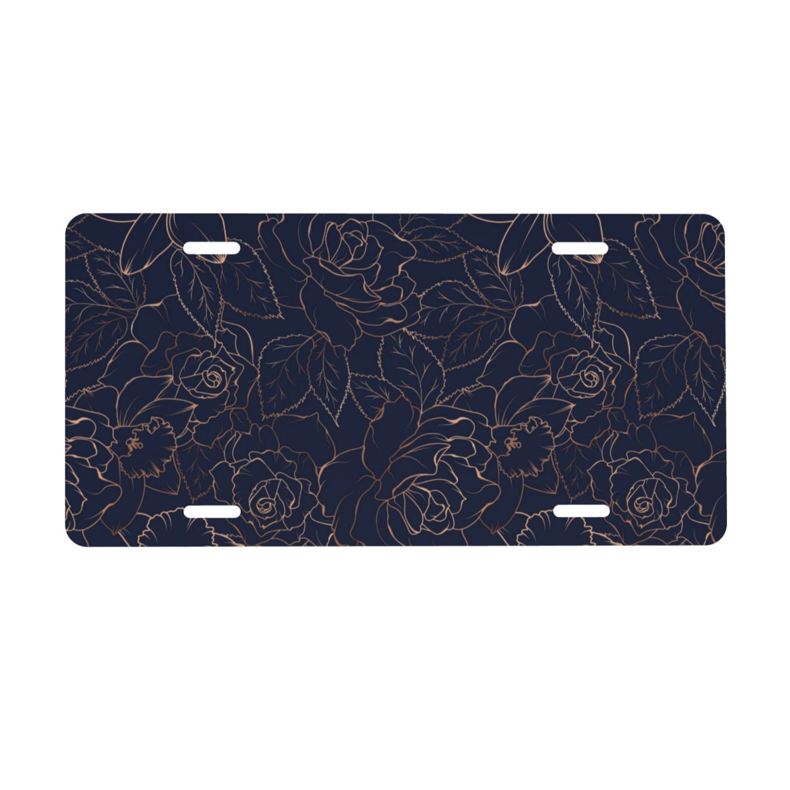 Junzan Copper-Gold Gloss Outline Front License Plate Covers Decorative ...