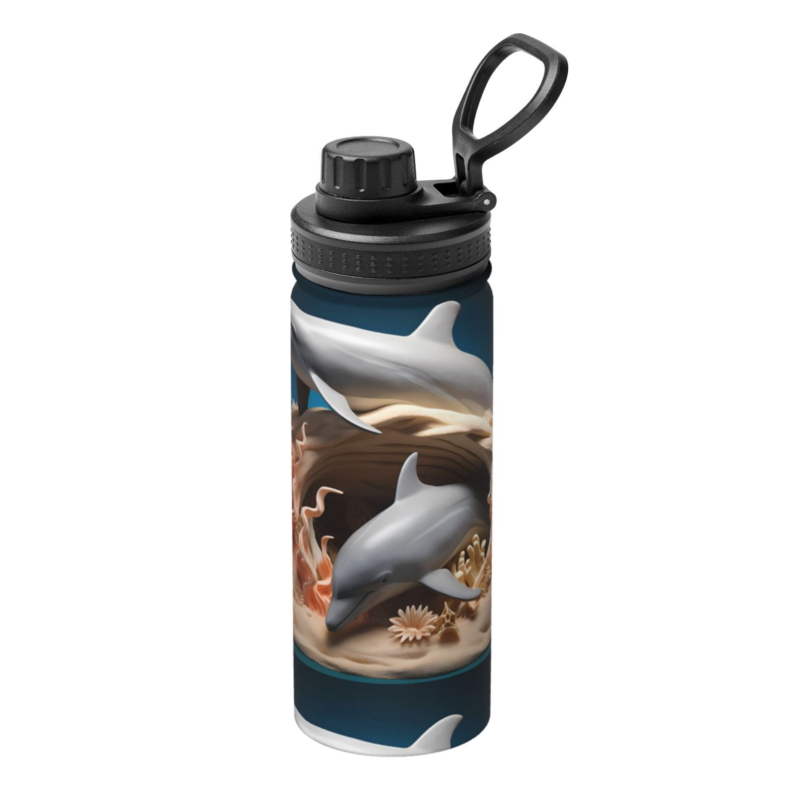 Junzan Coral Fish Dolphin Pattern 18OZ Stainless Steel Sports Water Cup ...