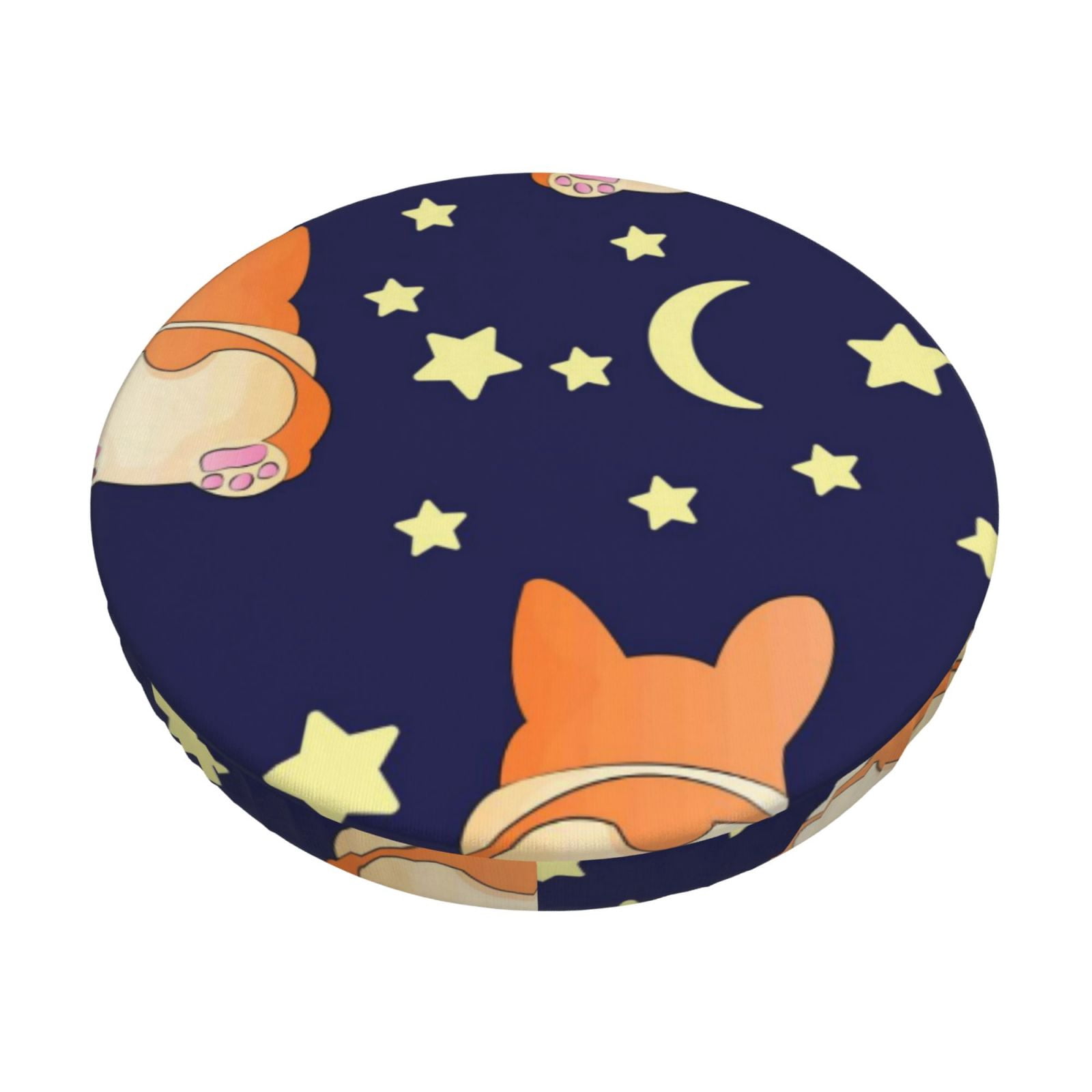 Junzan Corgi Lying With Moons And Stars Bar Stool Cover Round Seat ...
