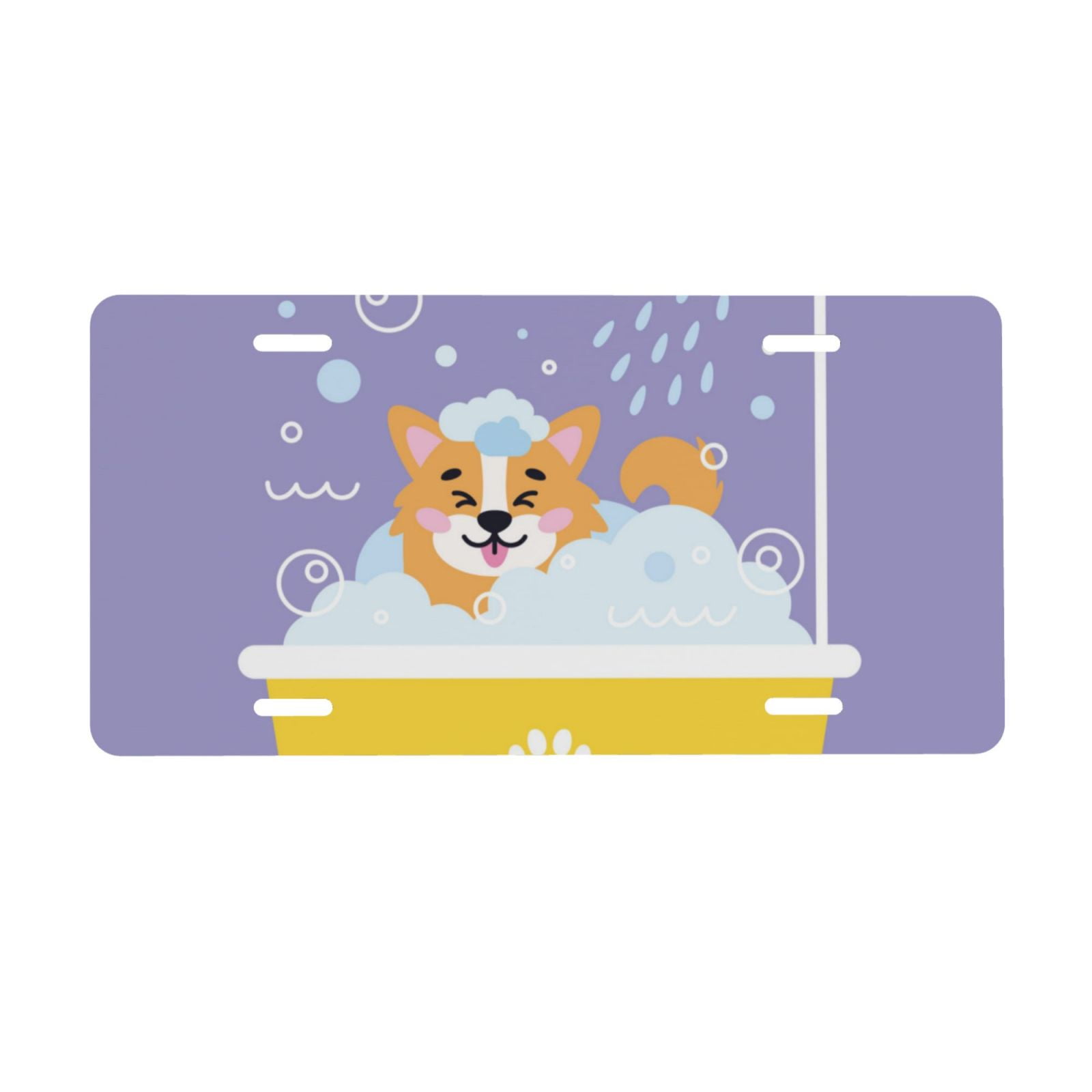Junzan Corgi Washing In Bathtub Front License Plate Covers Decorative ...