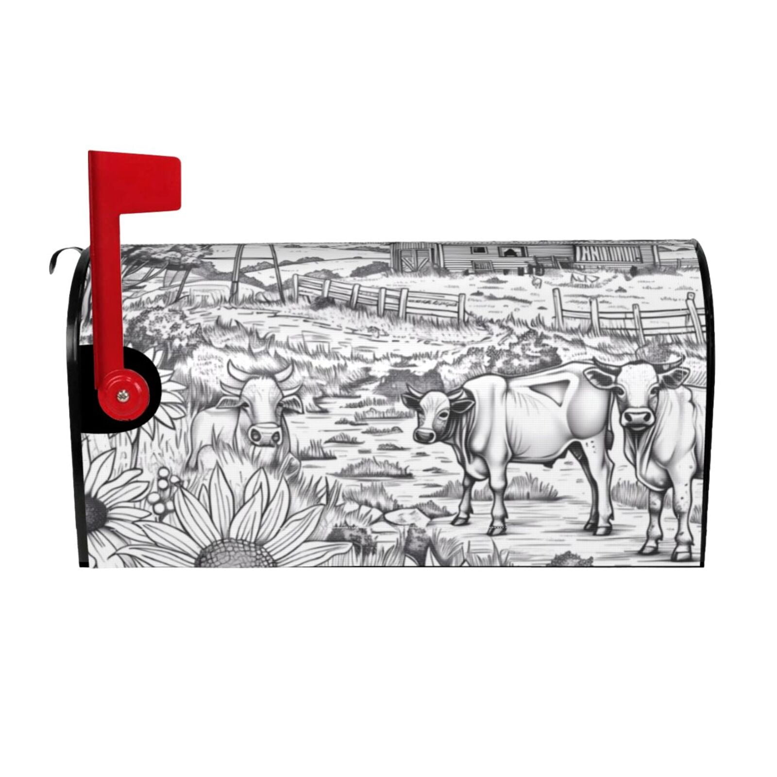 Junzan Country Farm Scene Pattern Mailbox Covers,Magnetic Mailbox ...