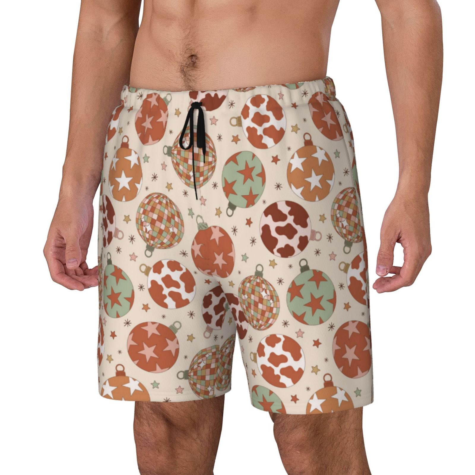 Junzan Cow Spots And Disco Ball Print Swim Trunks Men Swim Shorts with ...