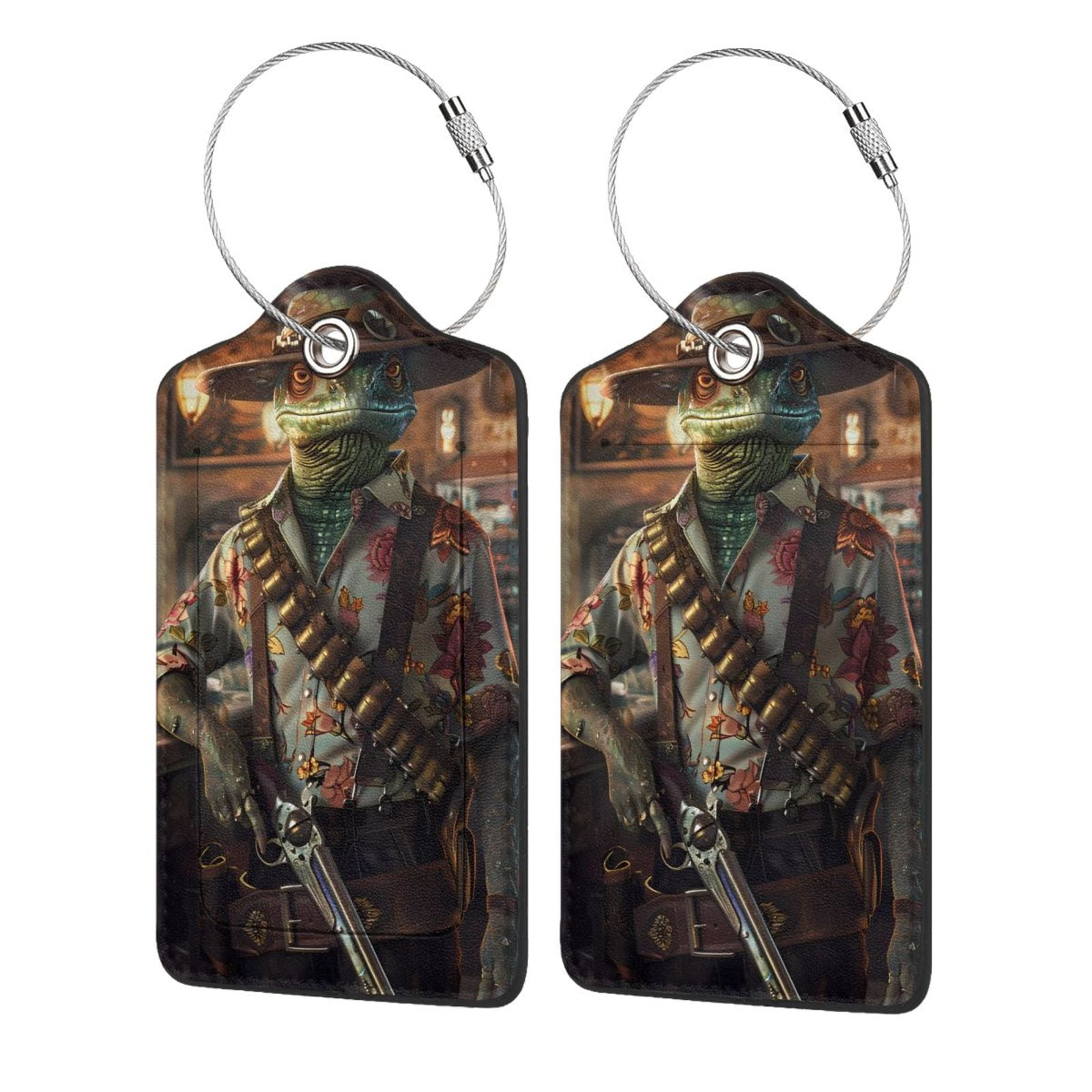 Junzan Cowboy Iguana Floral Shirt for Luggage Tags,Leather Luggage Tags ...