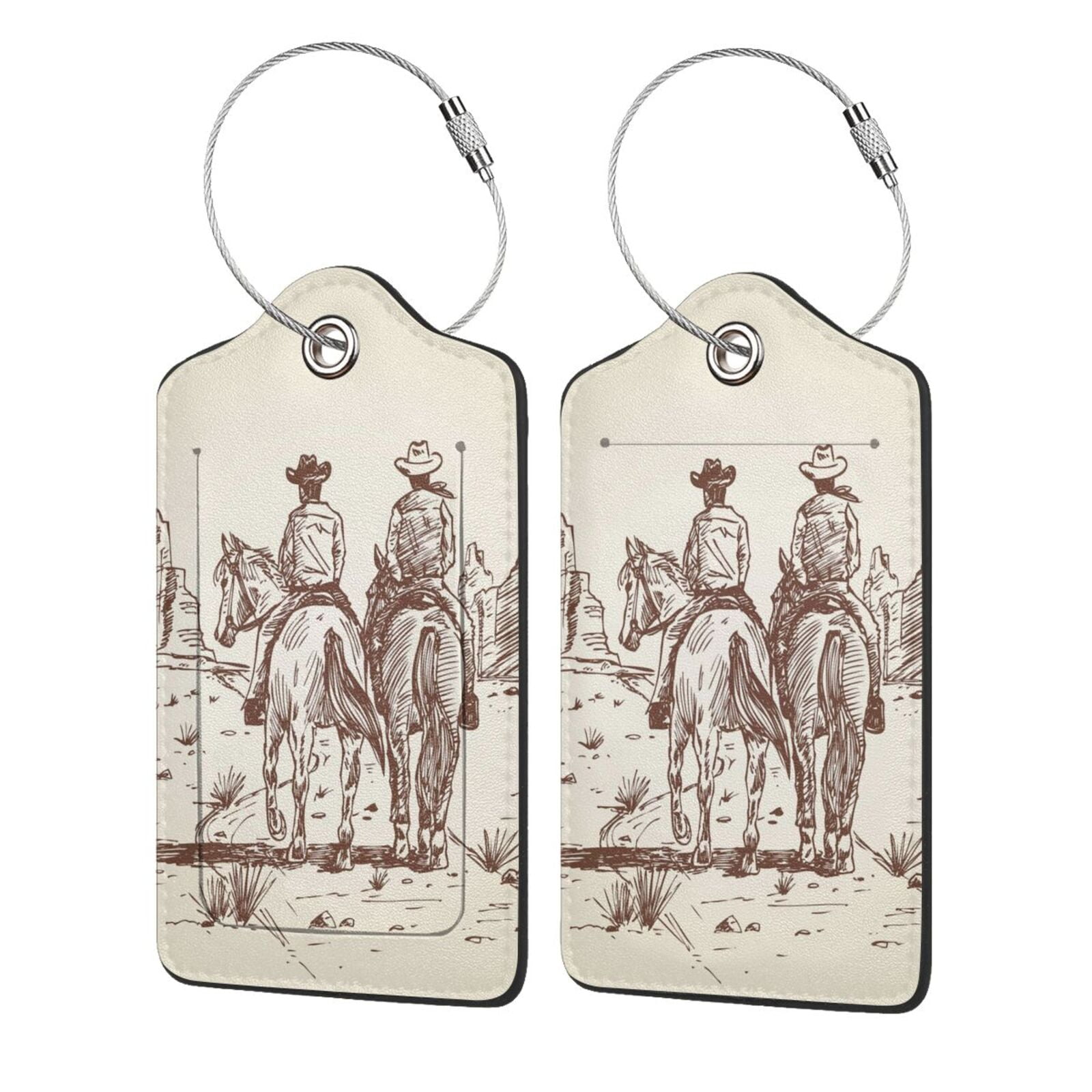 Junzan Cowboys Riding Horses for Luggage Tags,Leather Luggage Tags for ...