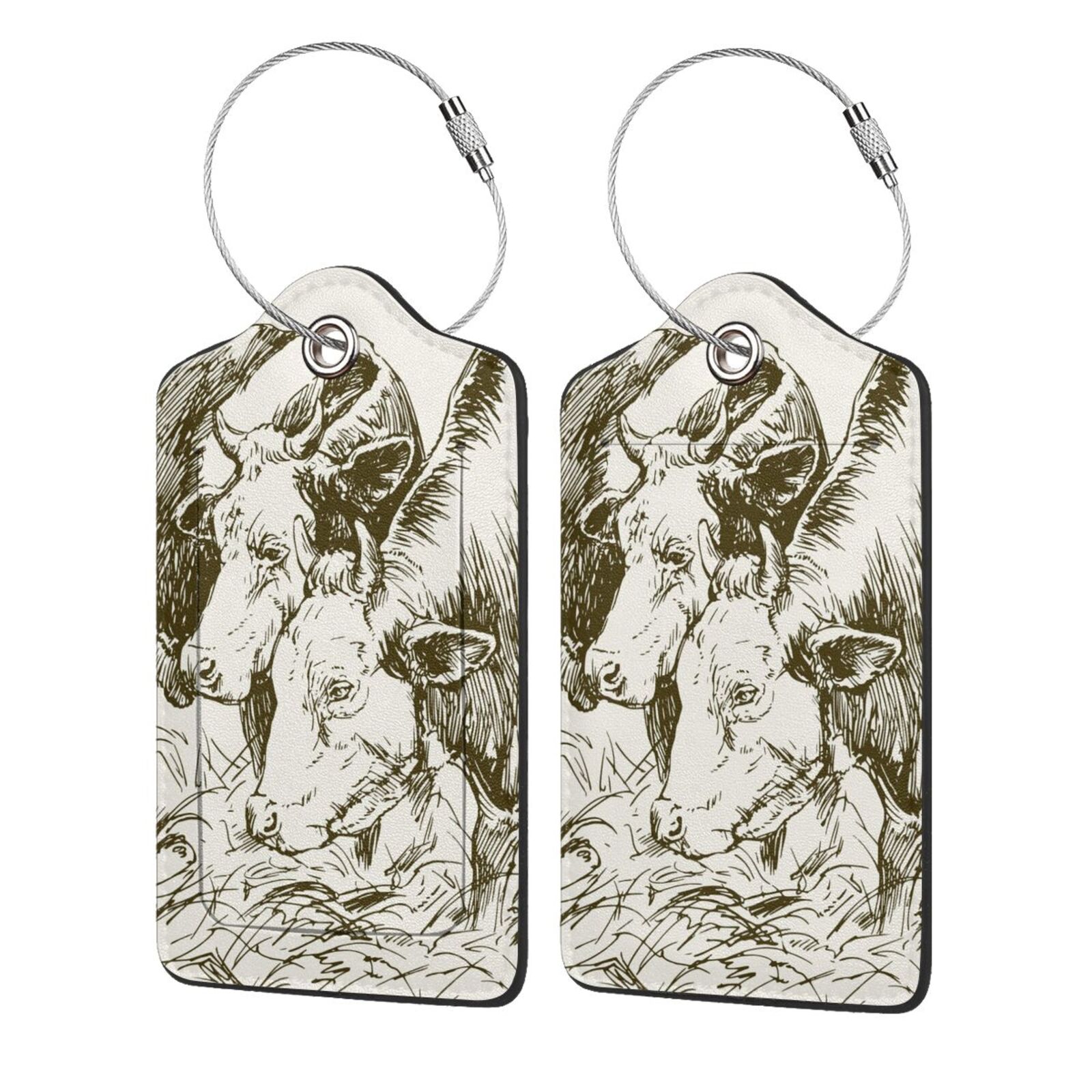 Junzan Cows Grazing On Meadow 1 for Luggage Tags,Leather Luggage Tags ...