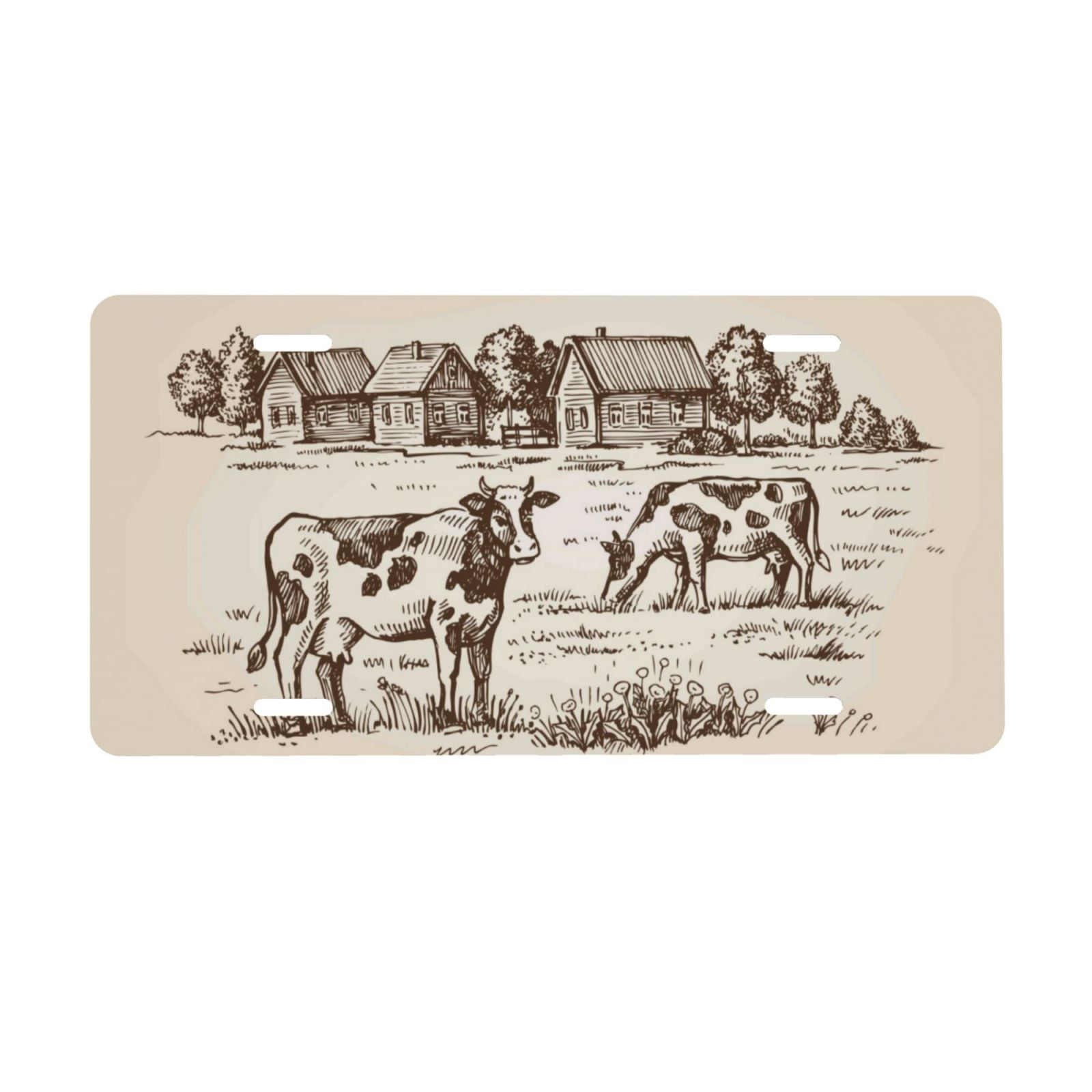 Junzan Cows On The Farm Front License Plate Covers Decorative Car Metal ...