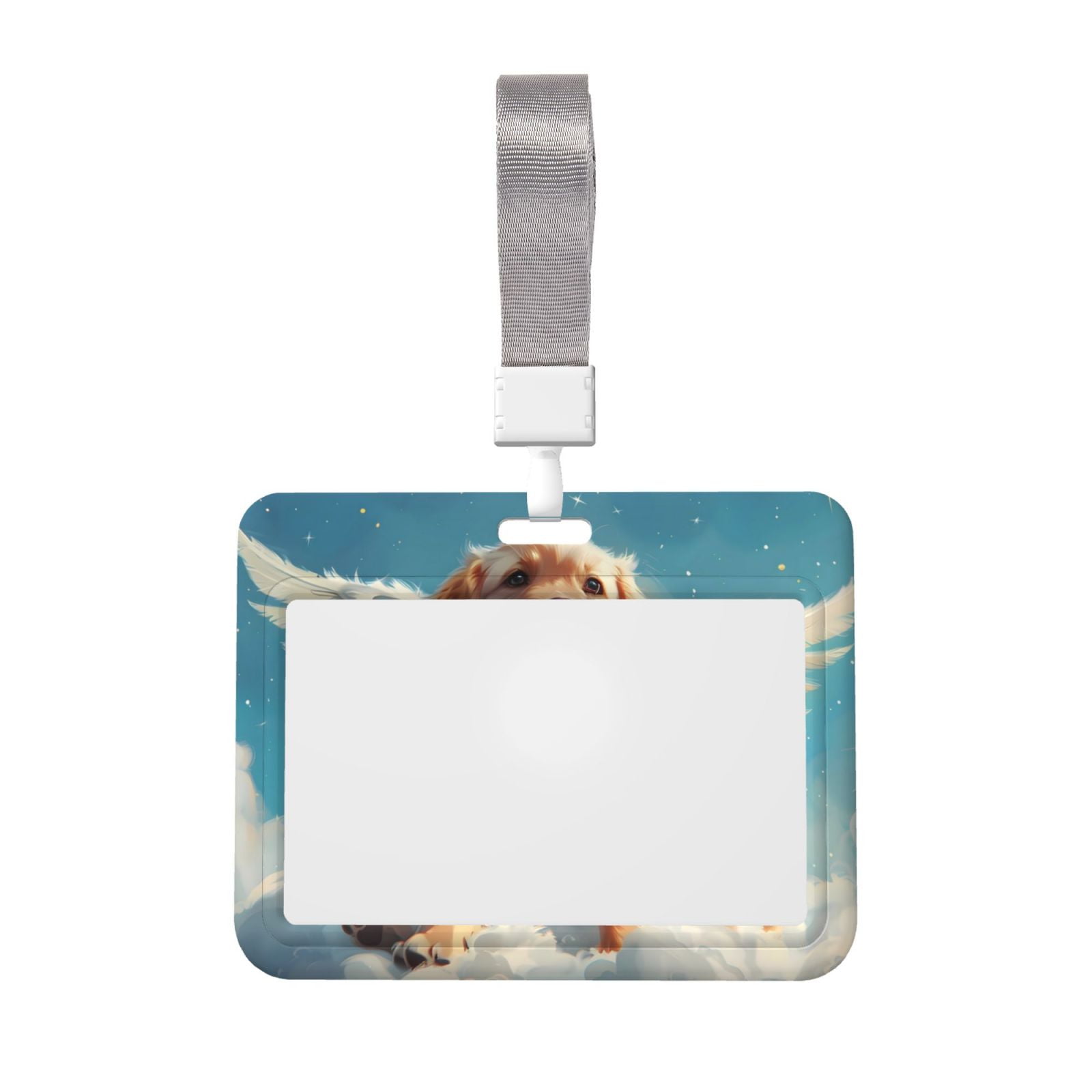 Junzan Cute Angel Winged Dog ID Badge Holder with Windows Key Card Work ...