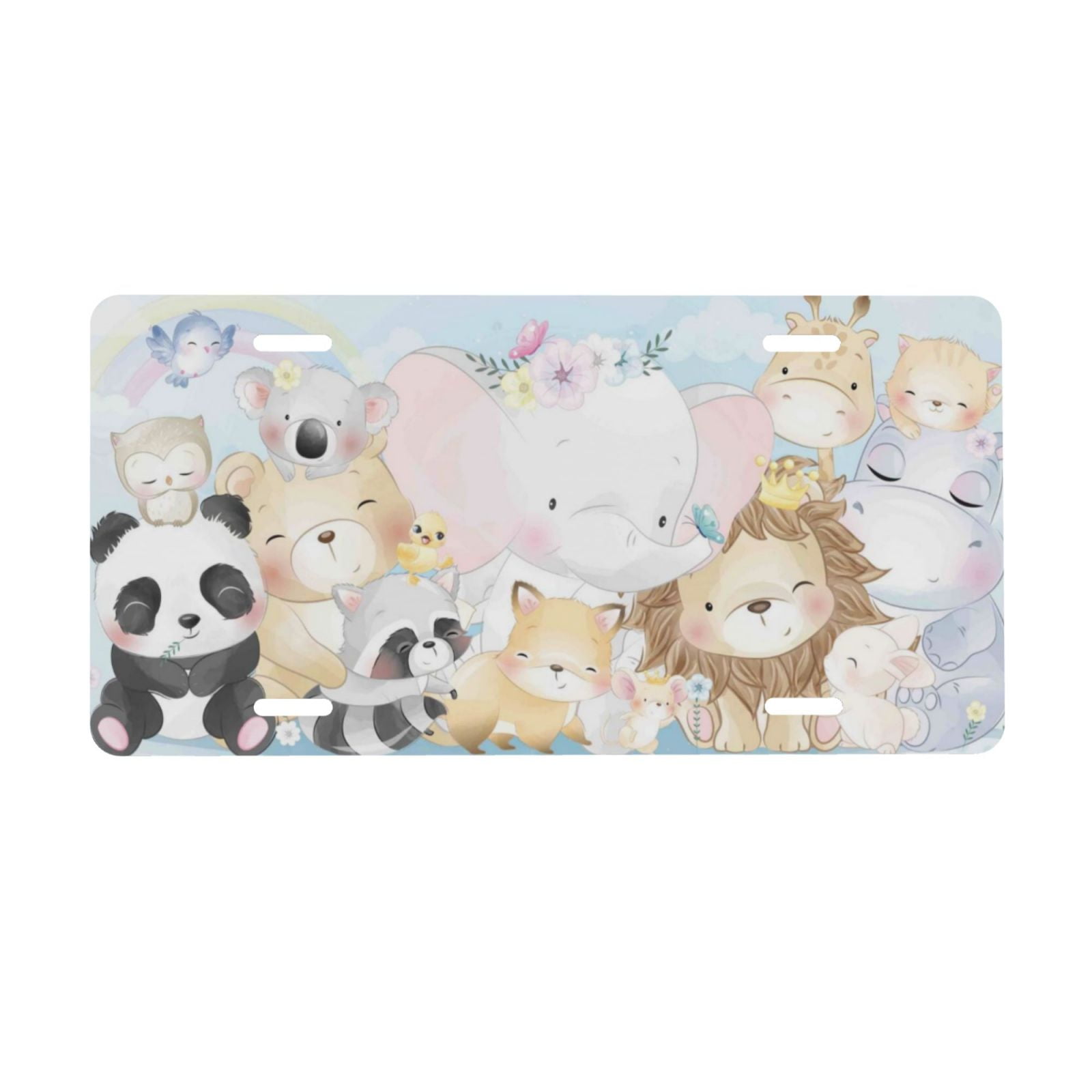 Junzan Cute Animals Front License Plate Covers Decorative Car Metal ...