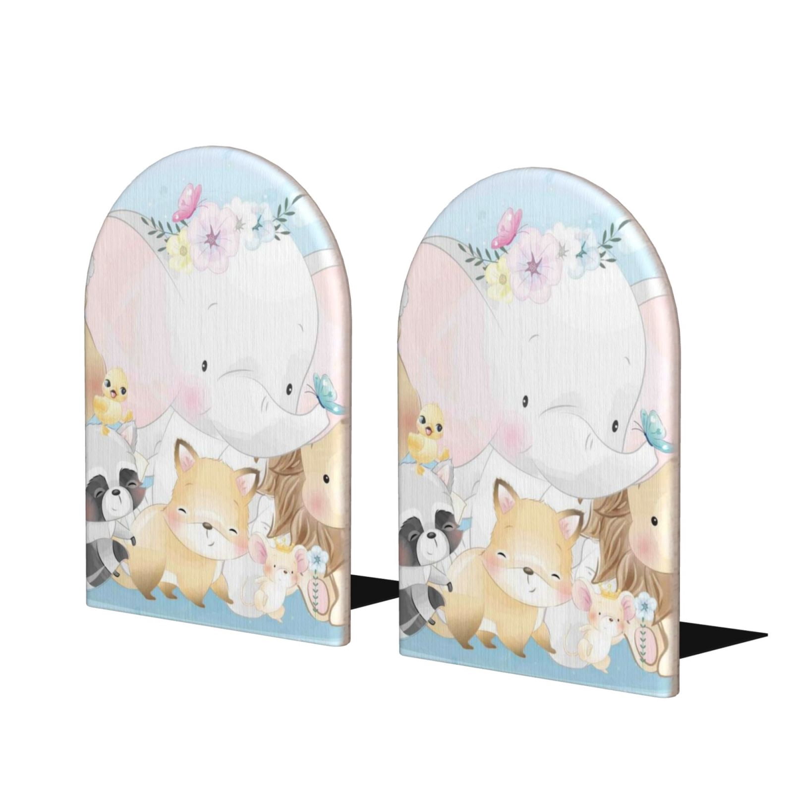 Junzan Cute Animals for Wood Bookends,1 Pair Book Ends for Shelves Book ...