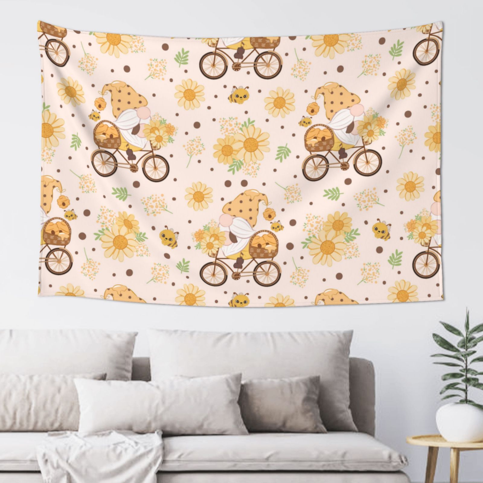 Junzan Cute Bee Gnome Tapestry Hippie Tapestry For Bedroom Aesthetic ...