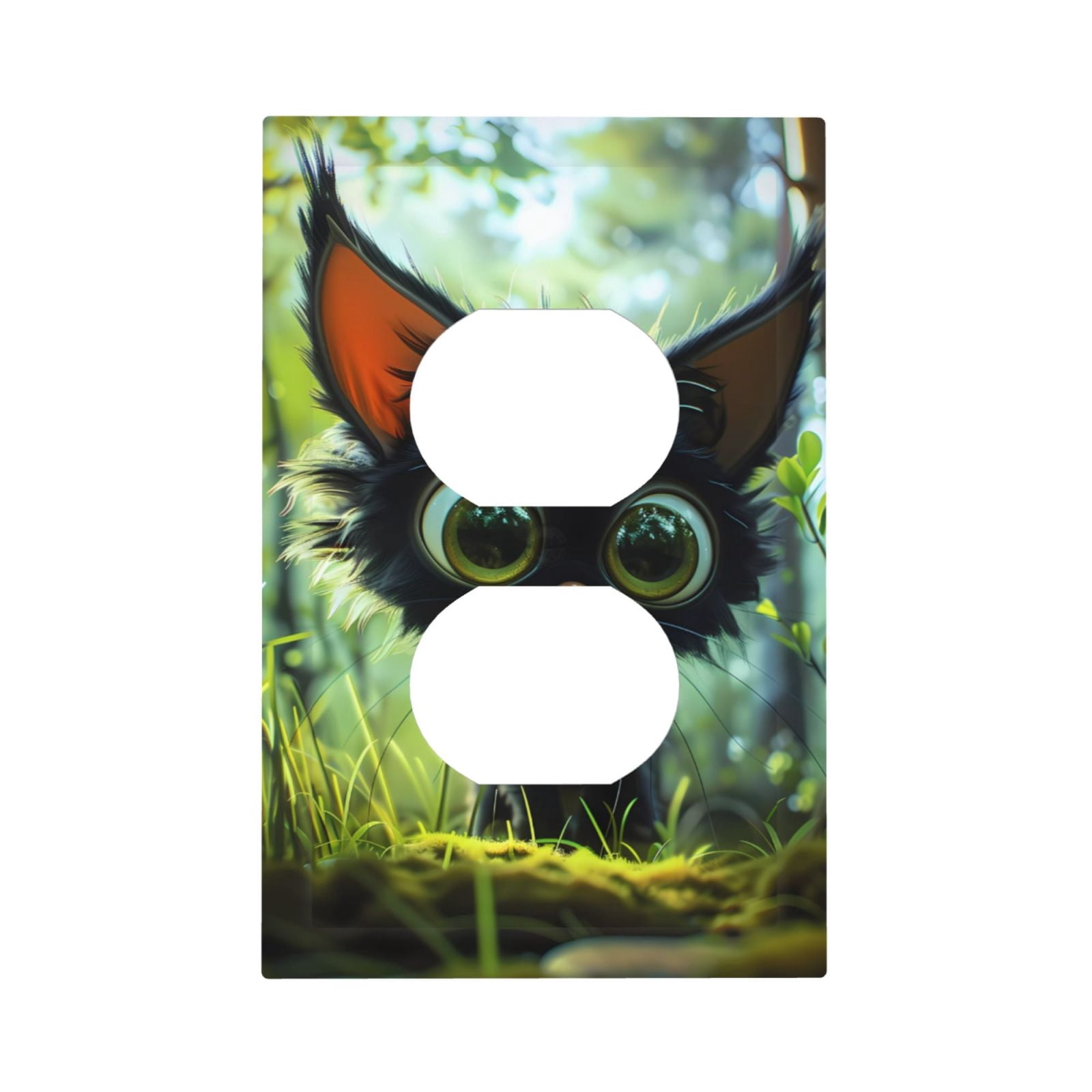 Junzan Cute Big-Eyed Black Cat for Electrical Outlet Covers, 5" x 3 ...