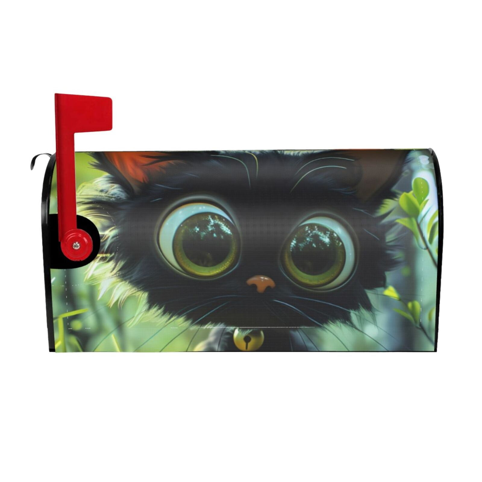 Junzan Cute Big-Eyed Black Cat Pattern Mailbox Covers,Magnetic Mailbox ...