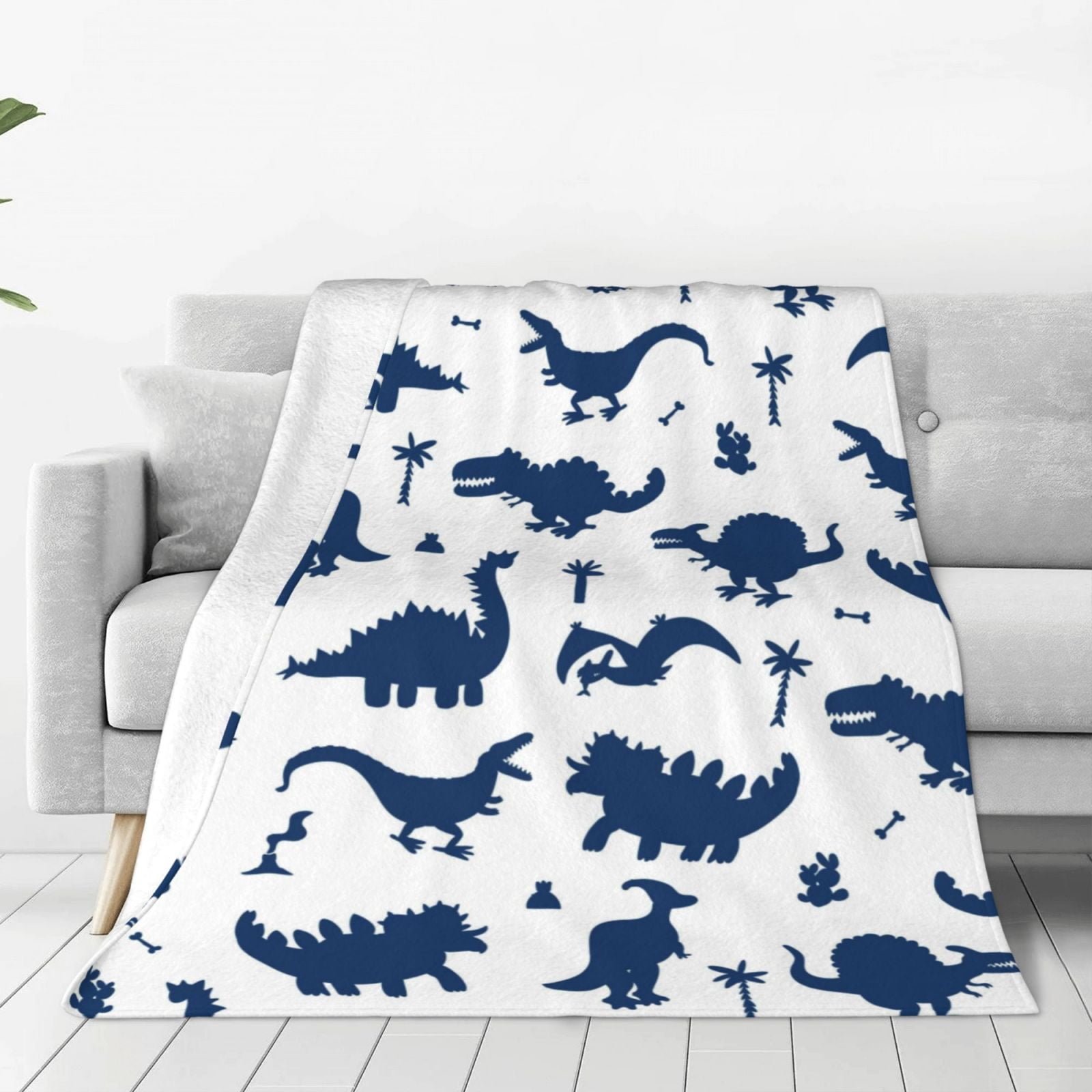 Junzan Cute Cartoon Dinosaurs Print Flannel Fleece Blanket Throw ...