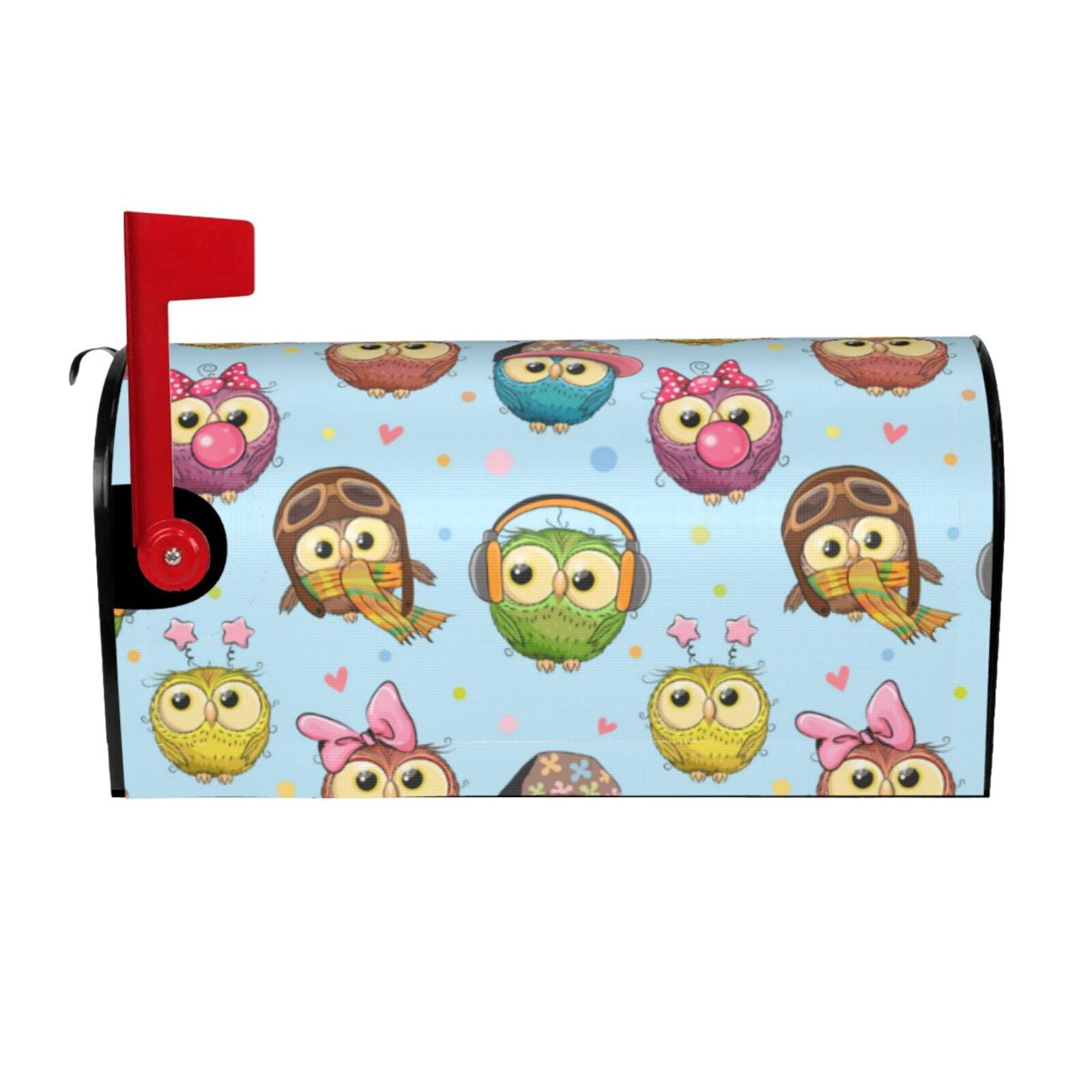 Junzan Cute Cartoon Owls 3 Pattern Mailbox Covers,Magnetic Mailbox ...