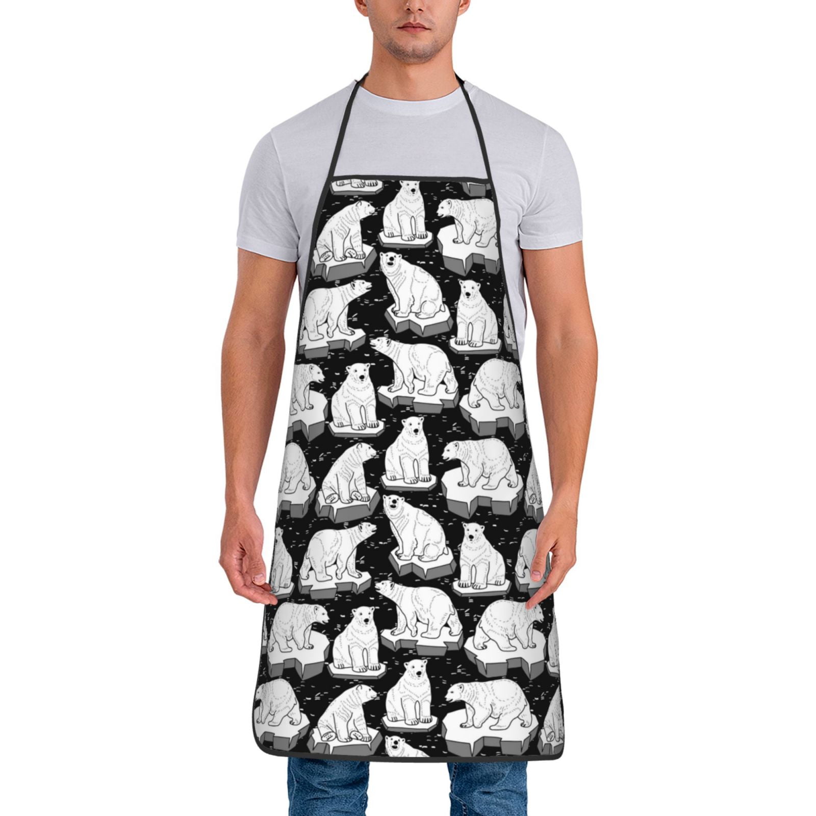 Junzan Cute Cartoon Polar Bear Print Kitchen Cooking Aprons, Chef Apron ...
