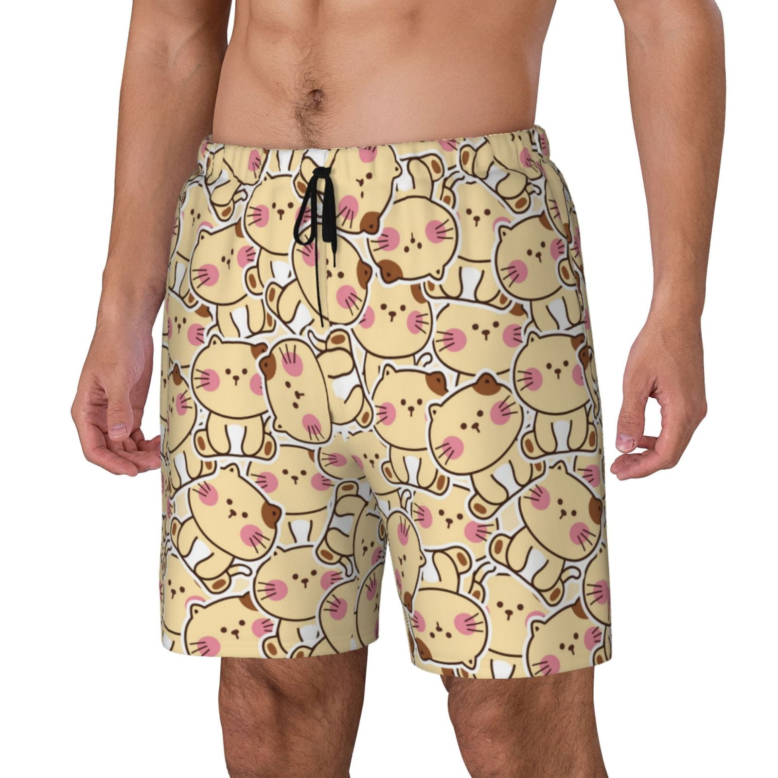 Junzan Cute Cats 4 Print Swim Trunks Men Swim Shorts with Built-in ...