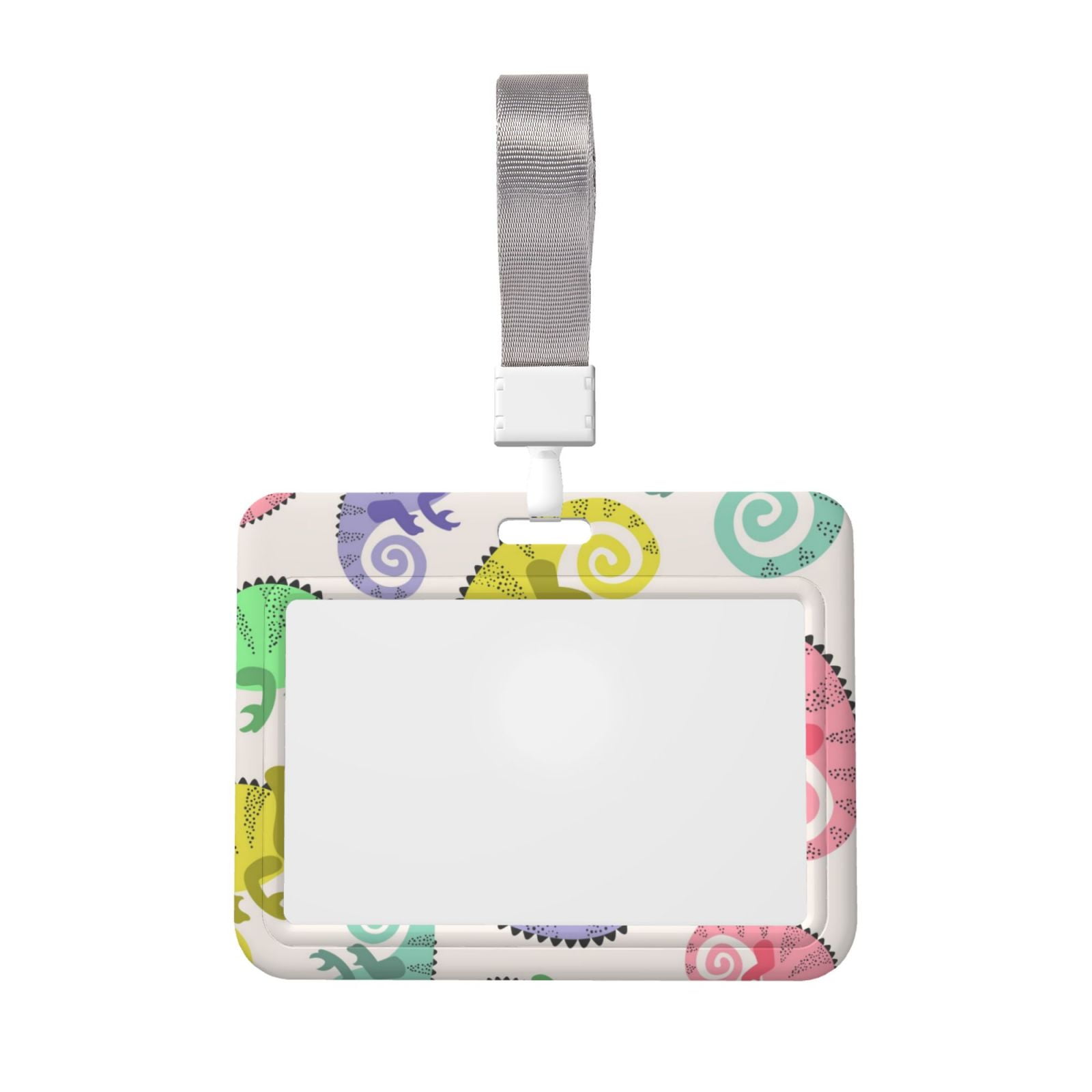 Junzan Cute Chameleons Id Badge Holder With Windows Key Card Work Badge ...
