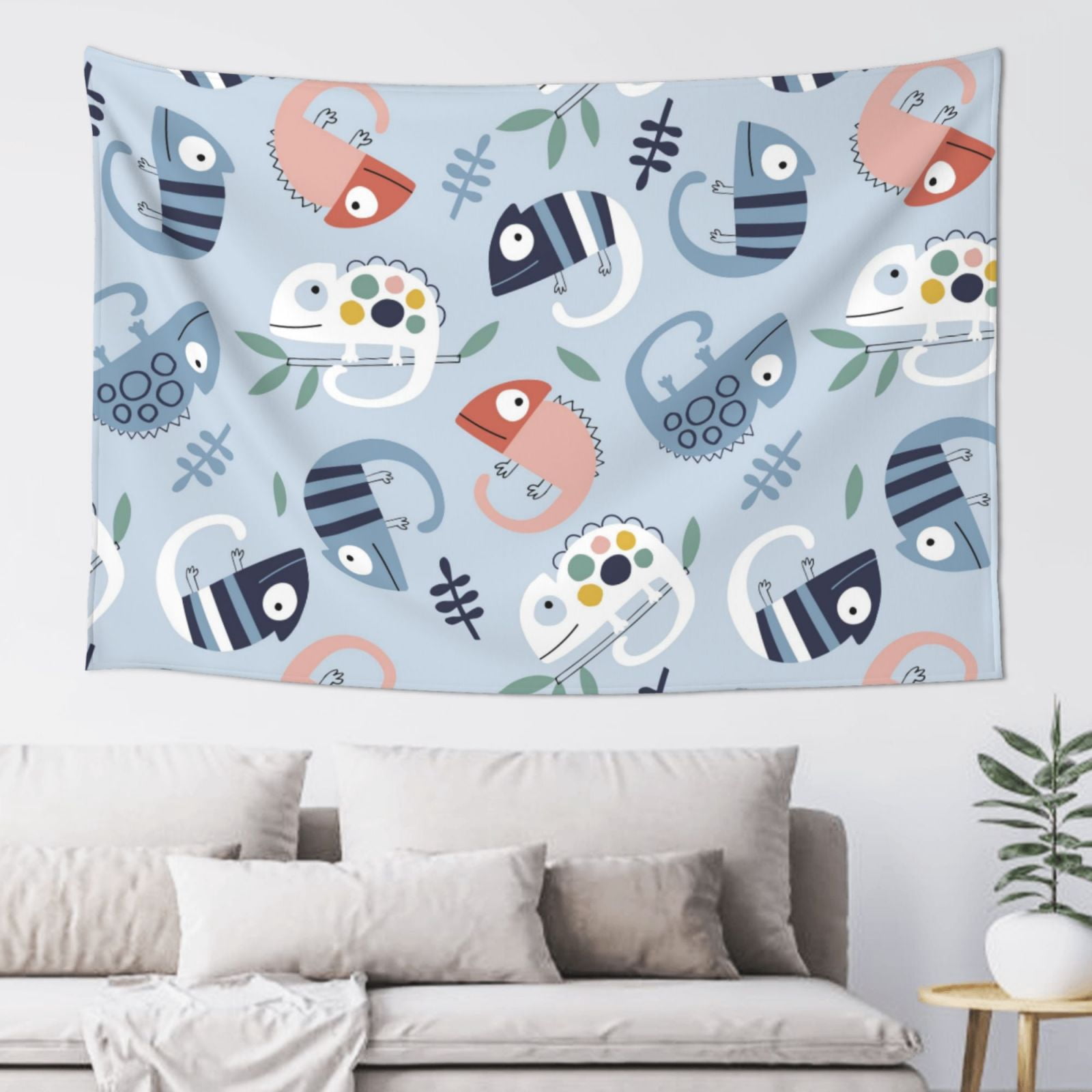 Junzan Cute Chameleons On Blue for Tapestry - Home DéCor Tapestry Cute ...