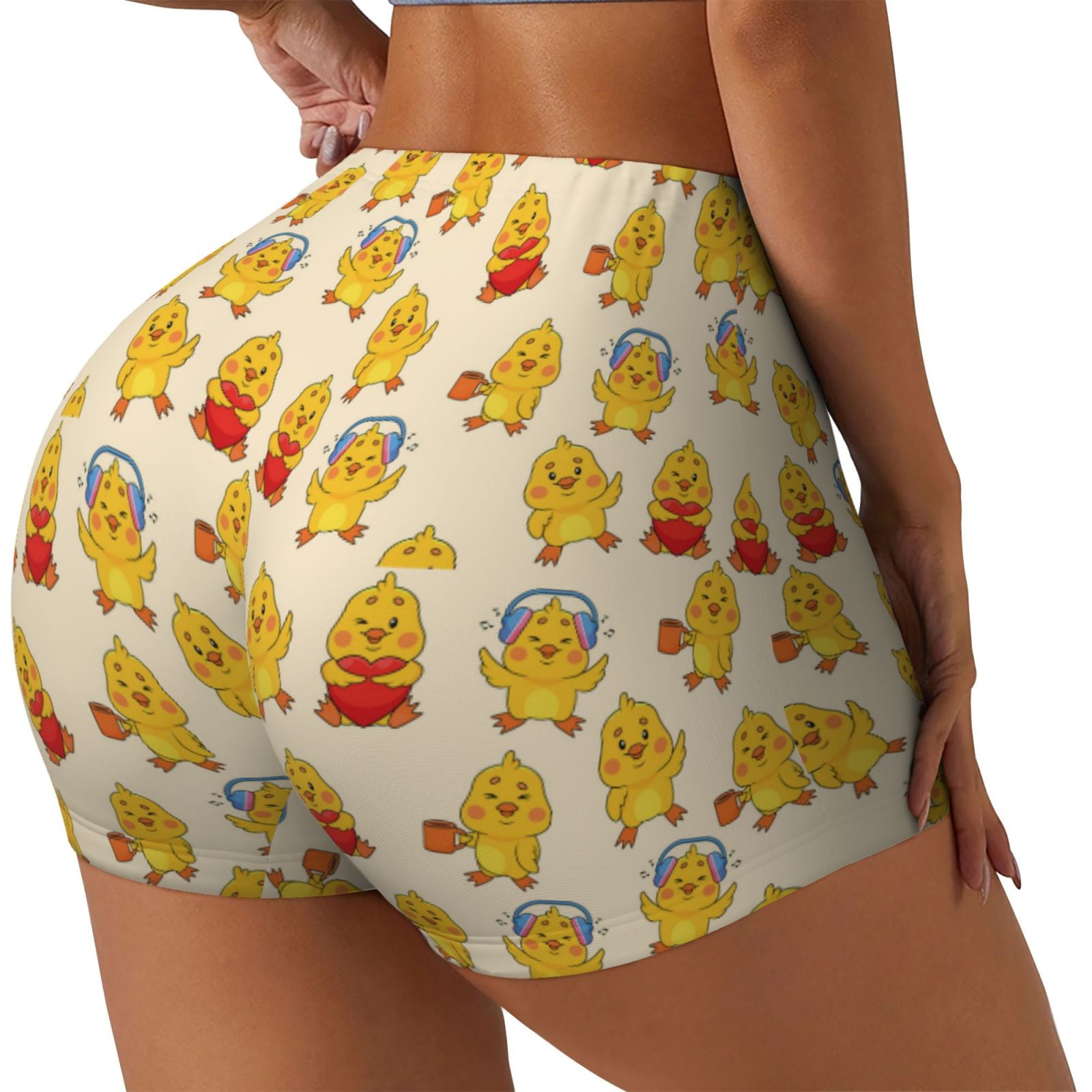 Junzan Cute Chicken Pattern Women Workout Impact Shorts,Scrunch Short ...