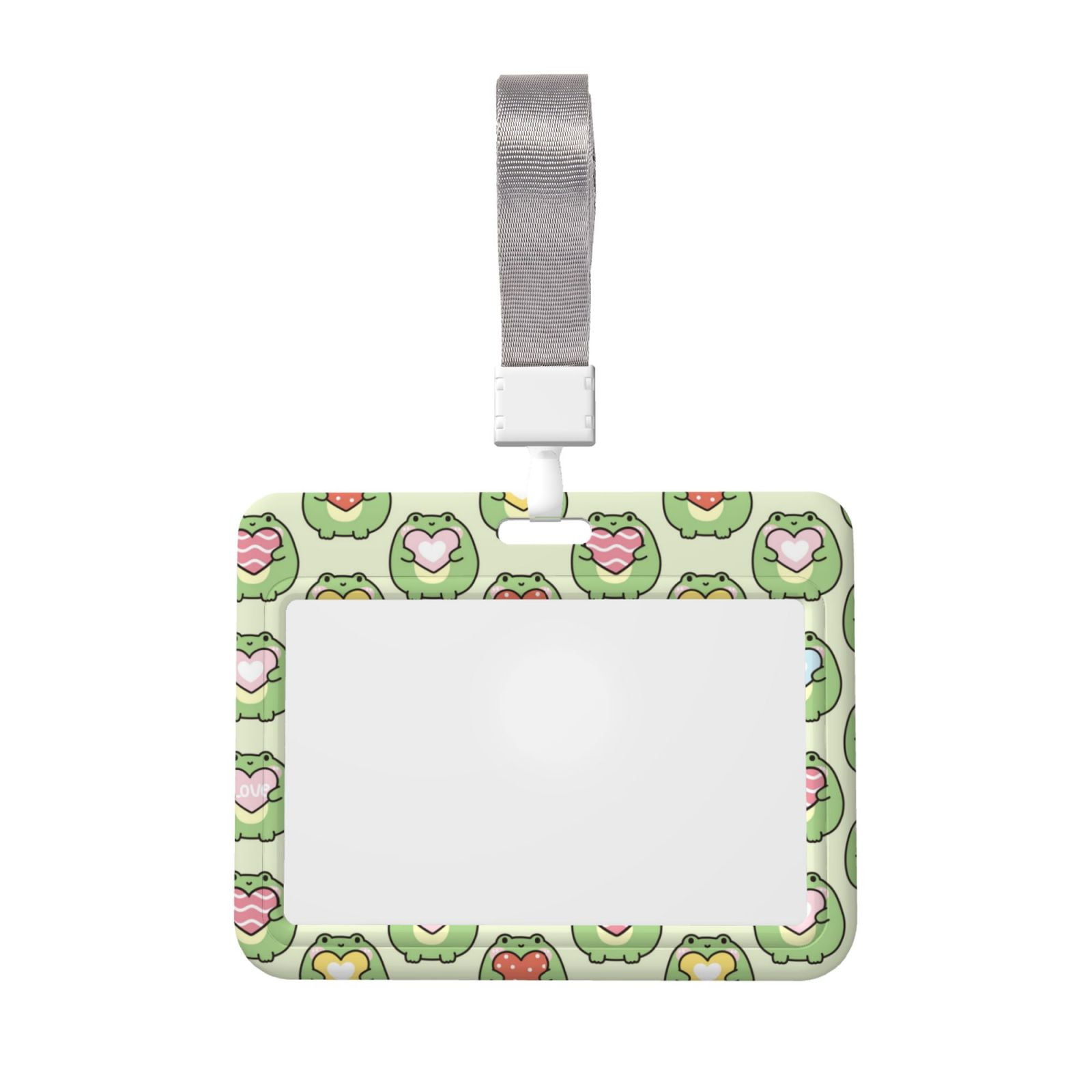 Junzan Cute Chubby Frog ID Badge Holder with Windows Key Card Work ...