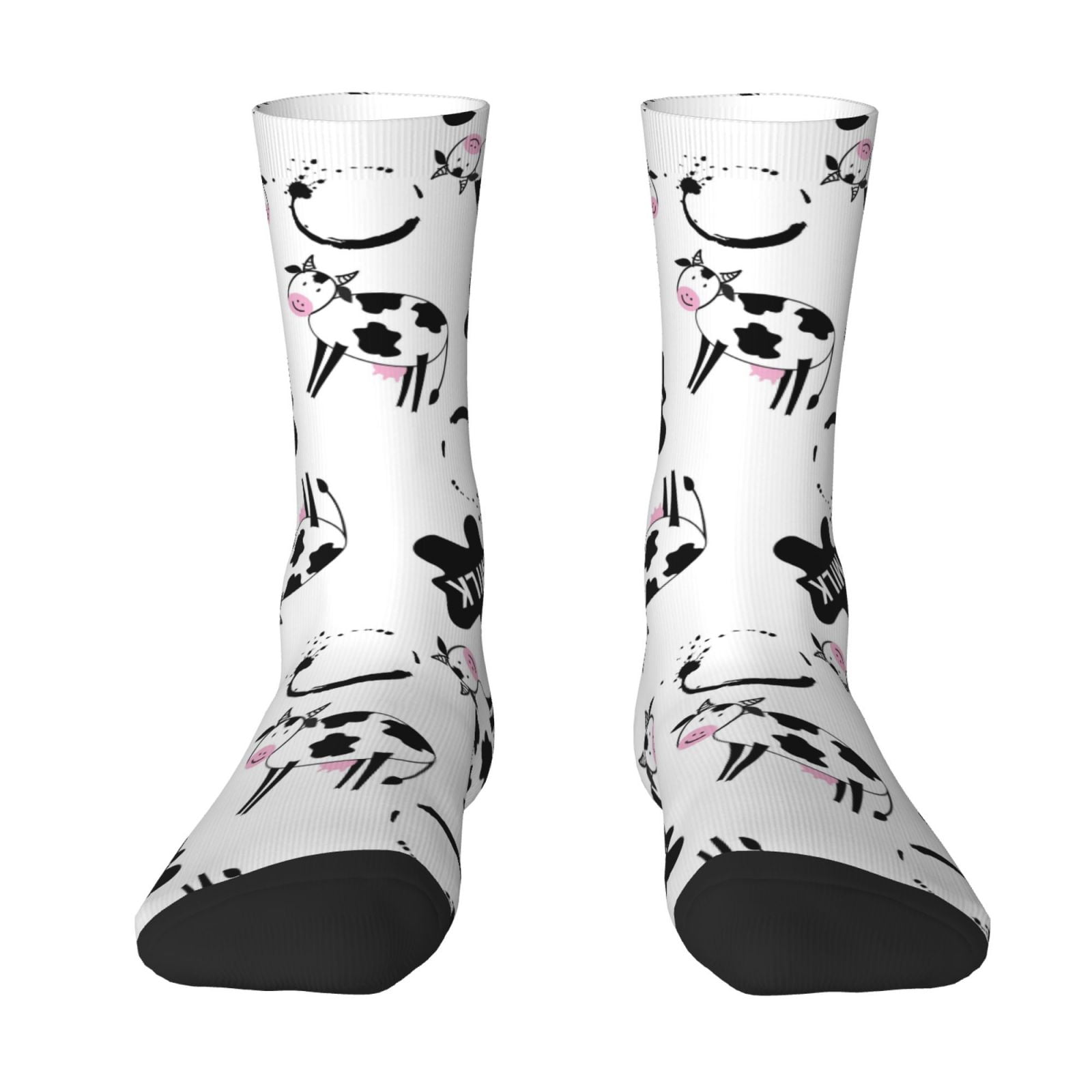 Junzan Cute Cow And Milk Stains Mens Funny Socks For Men Women Colorful ...