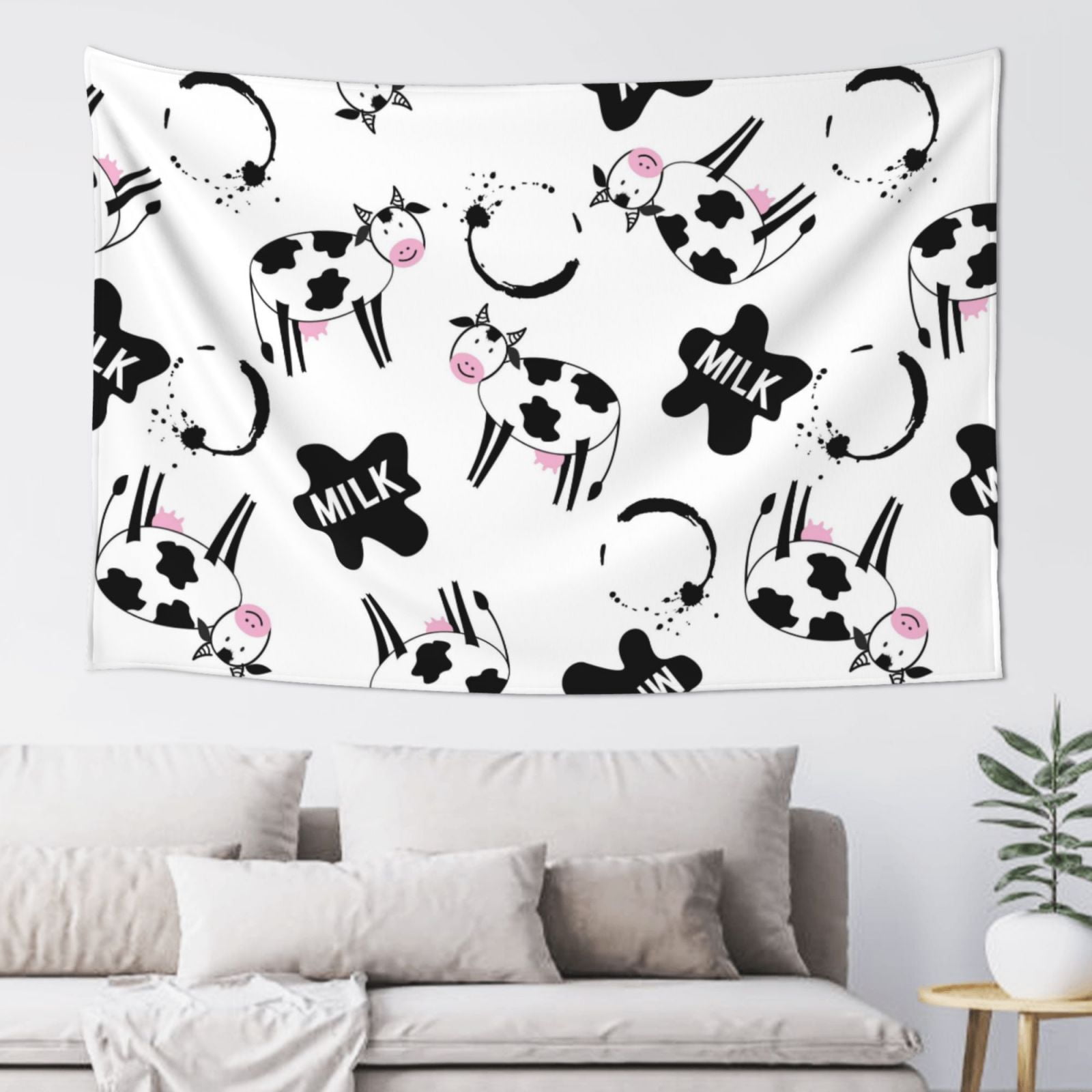 Junzan Cute Cow And Milk Stains Tapestry Hippie Tapestry For Bedroom ...