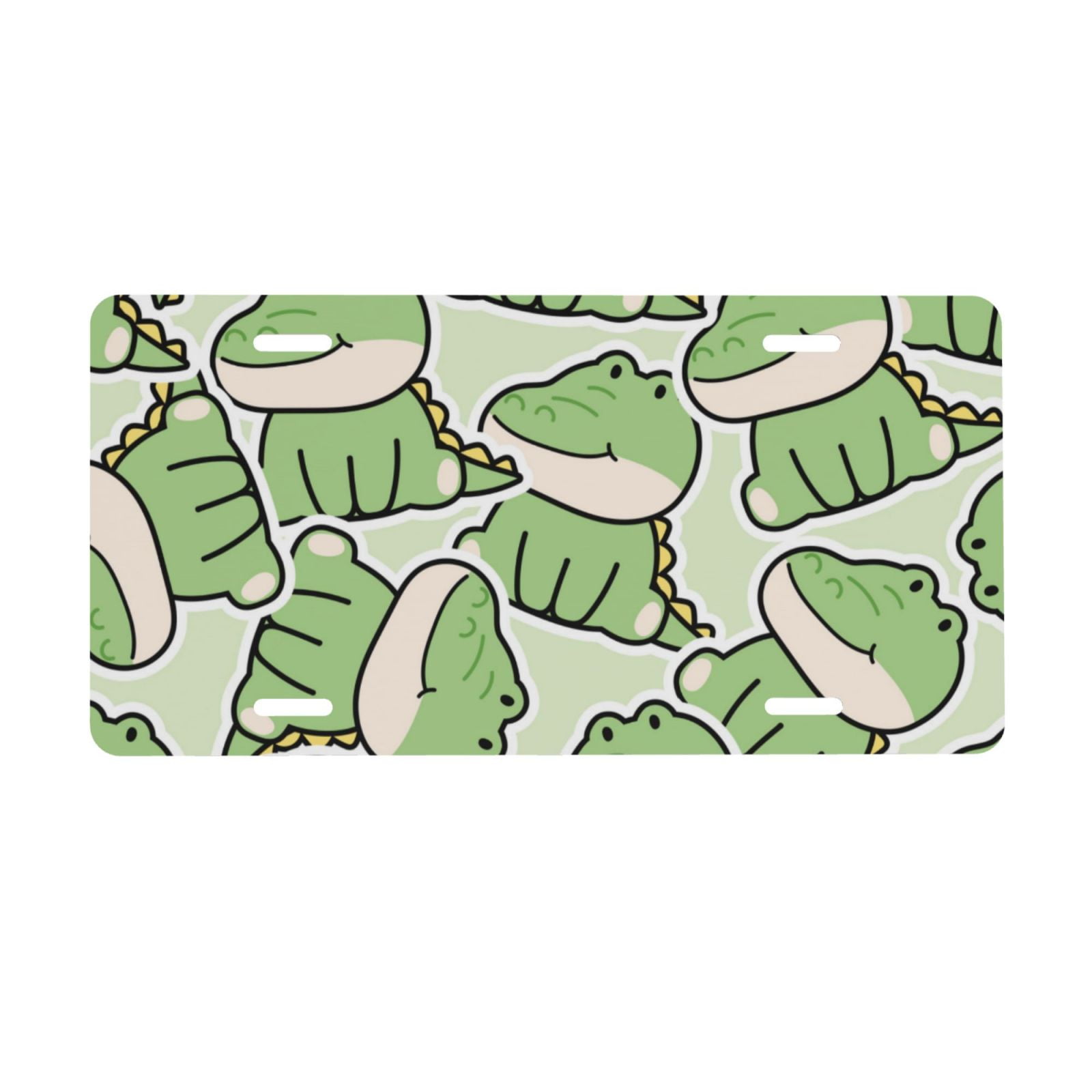Junzan Cute Crocodile Front License Plate Covers Decorative Car Metal ...
