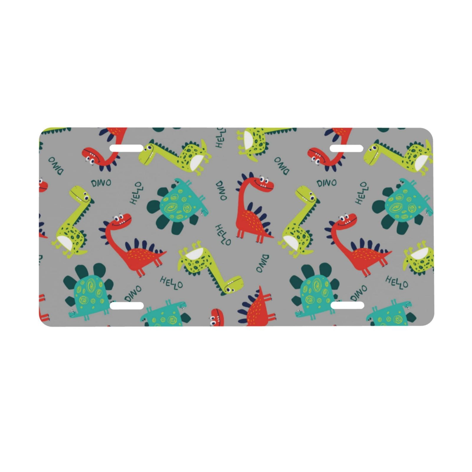 Junzan Cute Dinosaur Front License Plate Covers Decorative Car Metal ...