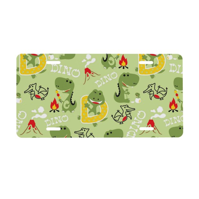 Junzan Cute Dinosaurs Cartoon Front License Plate Covers Decorative Car ...