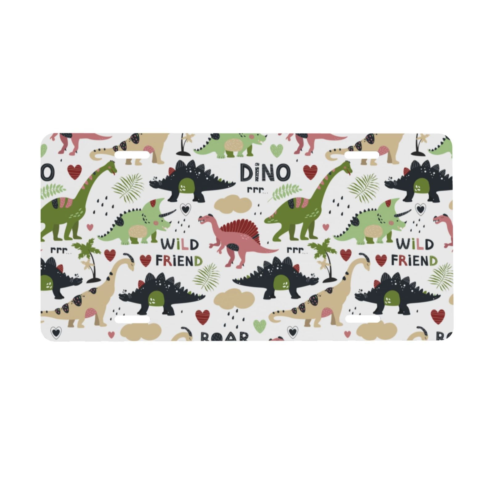 Junzan Cute Dinosaurs Front License Plate Covers Decorative Car Metal ...