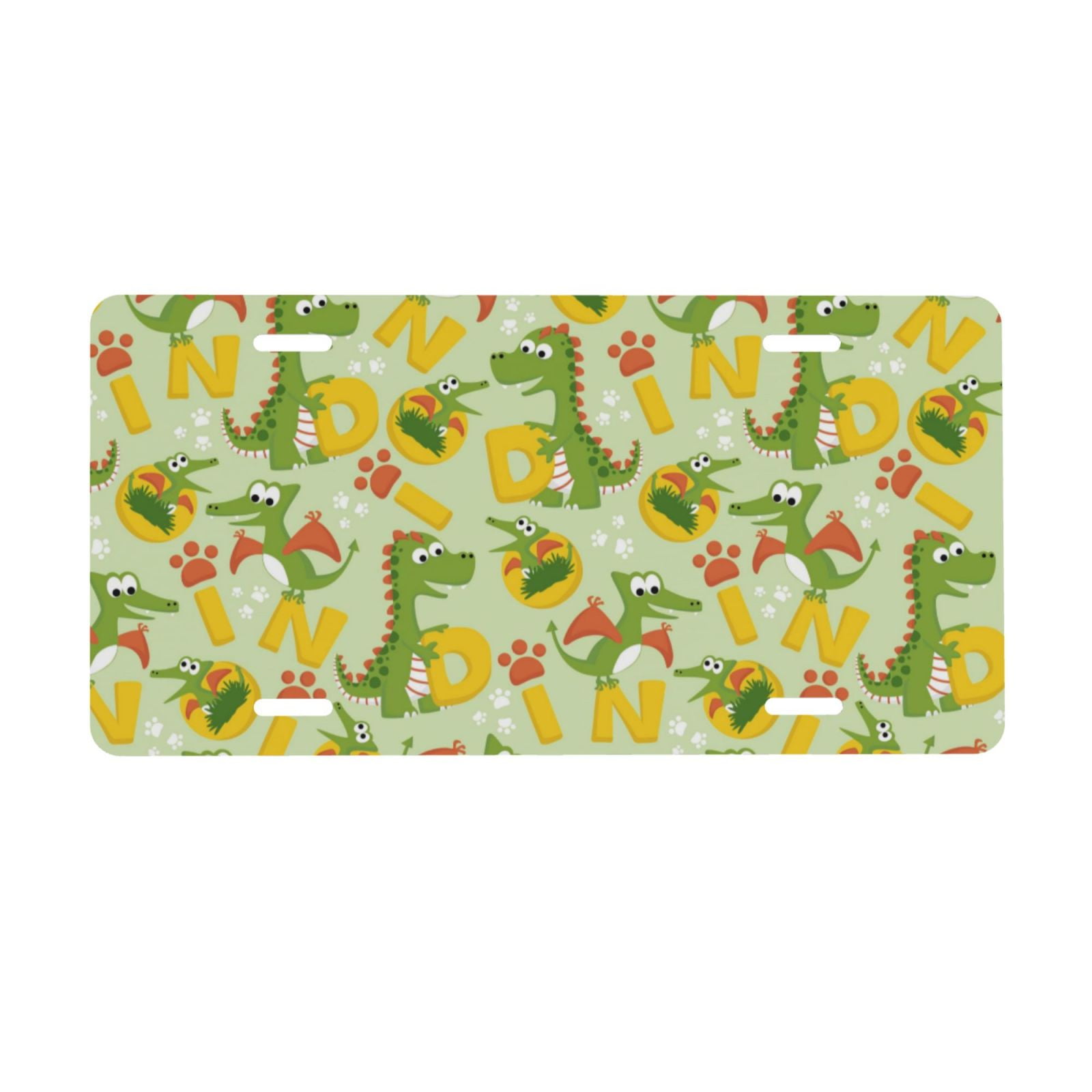 Junzan Cute Dinosaurs Front License Plate Covers Decorative Car Metal ...