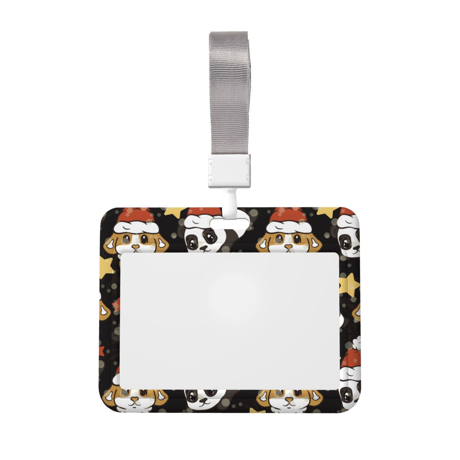 Junzan Cute Dog Panda ID Badge Holder with Windows Key Card Work Badge ...